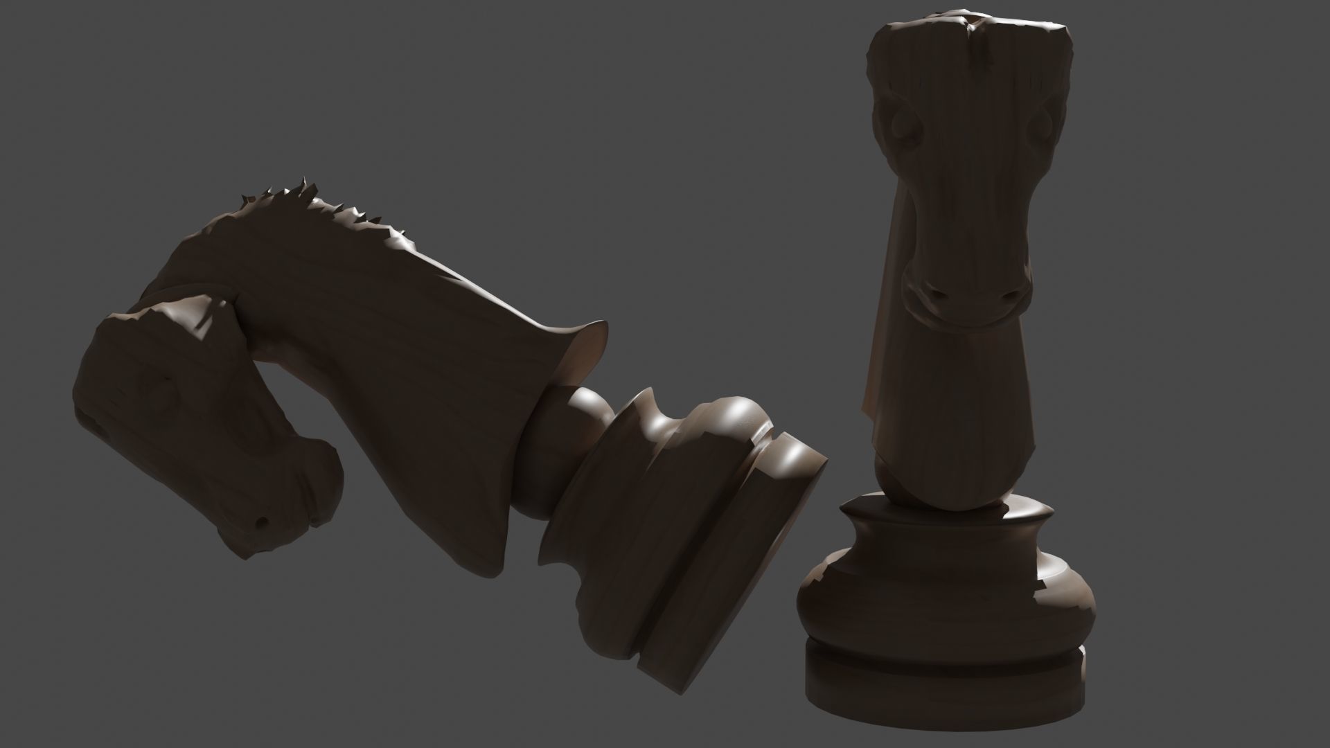 Wooden Knight Chess Pieces 3D model rigged | CGTrader
