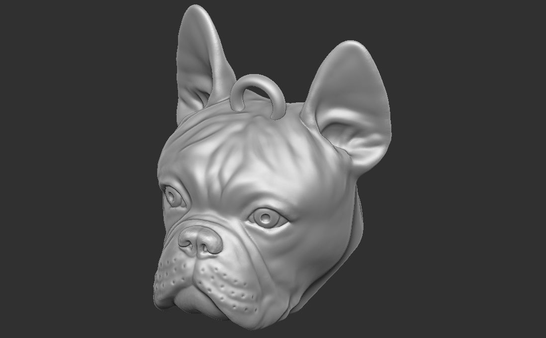 French Bulldog head key ring for 3D printing 3D model 3D printable ...