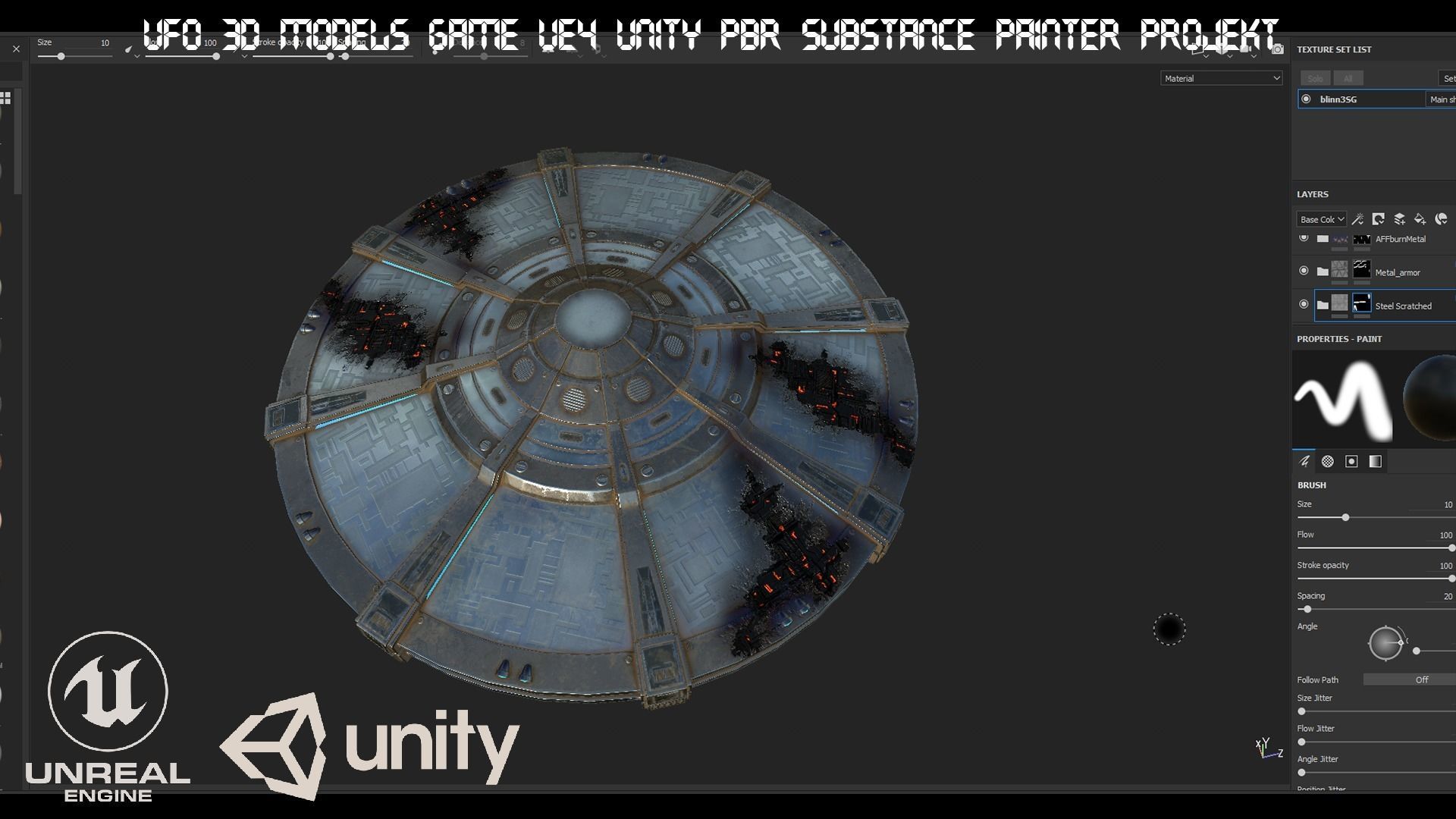3D model UFO 3d models Game UE4 Unity PBR Substance Painter Projekt VR / AR / low-poly | CGTrader