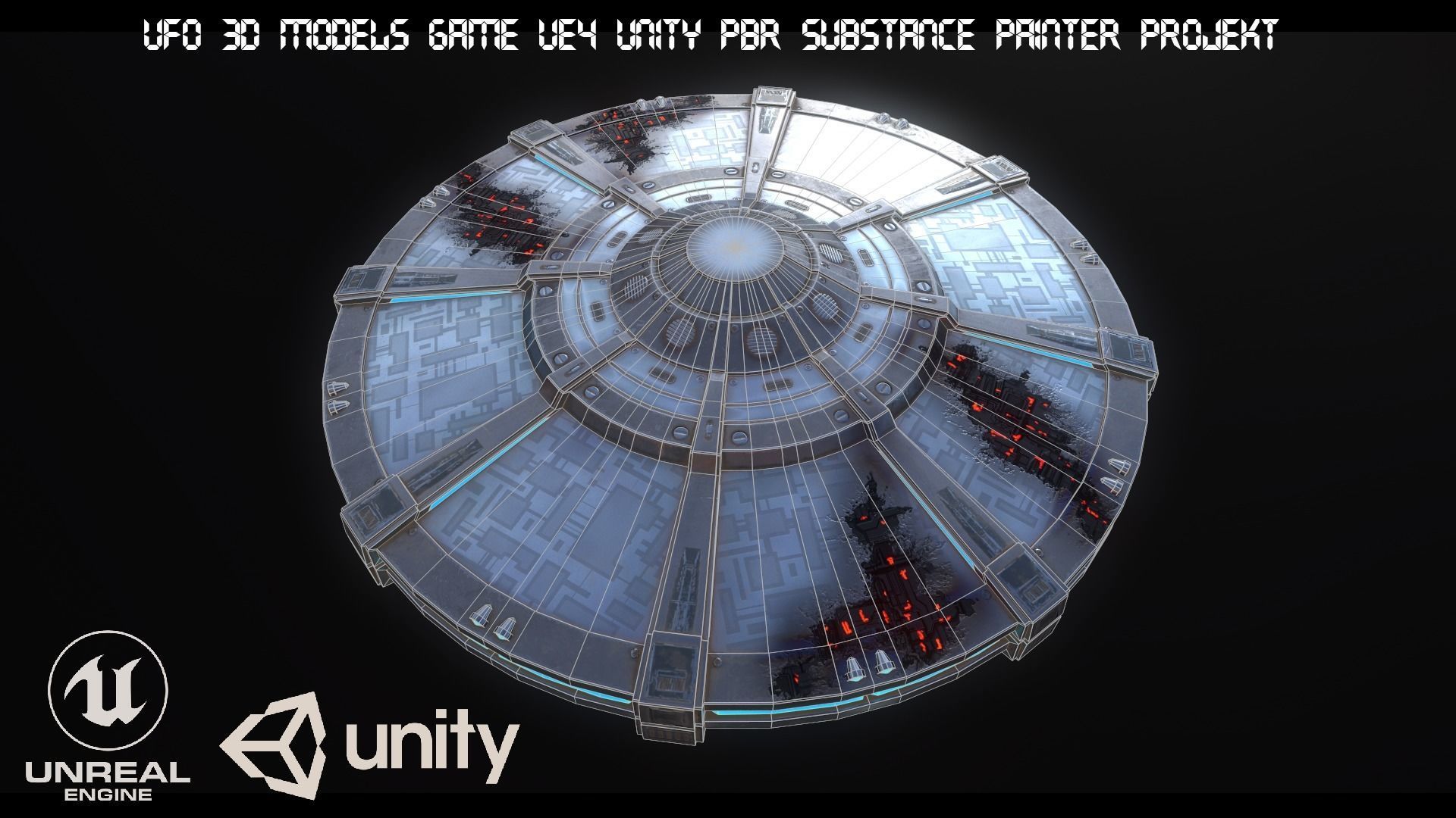 3D model UFO 3d models Game UE4 Unity PBR Substance Painter Projekt VR ...