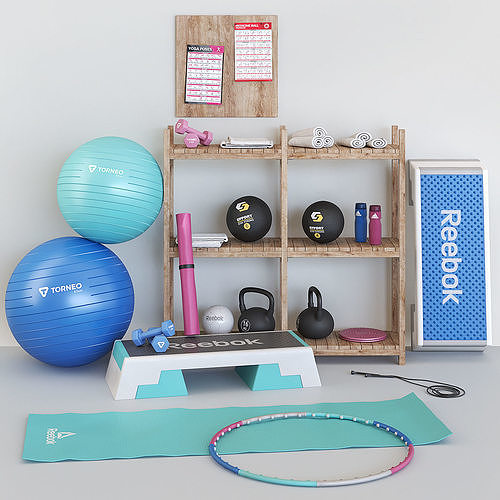 Small home gym set 3D model | CGTrader