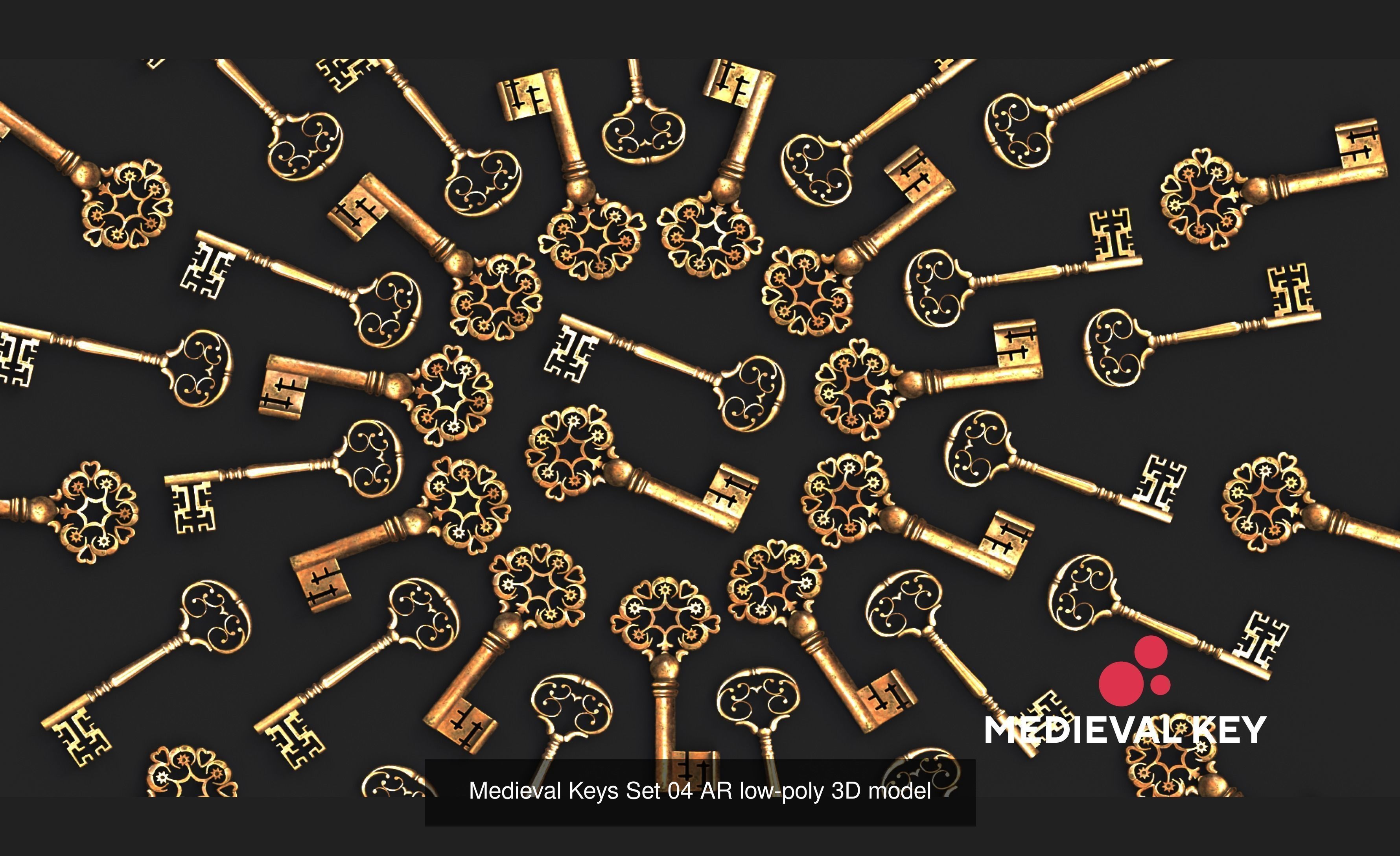 Medieval Keys Sets 01-05 AR low-poly 3D model 3D Model Collection ...