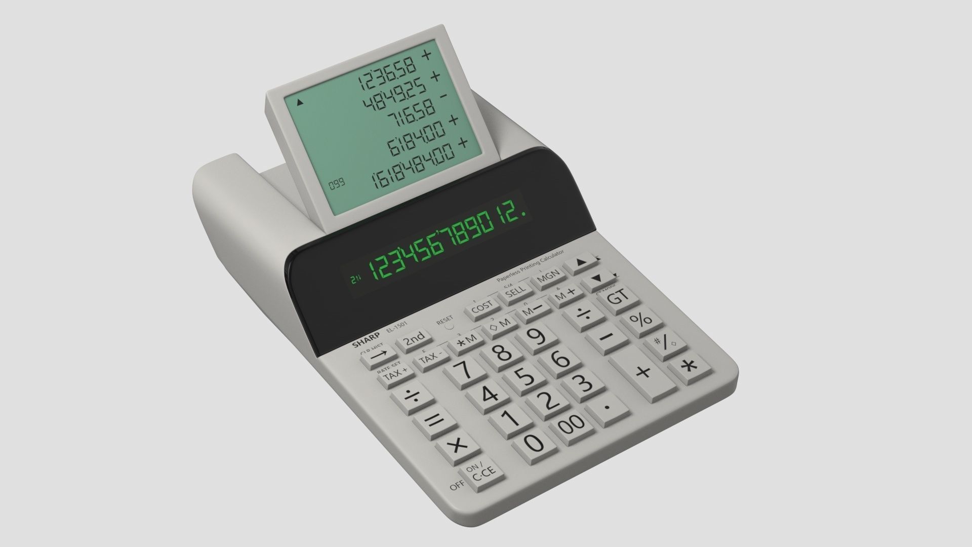 Sharp El-1501 Compact 12-Digit Display Printing Calculator 3D model ...