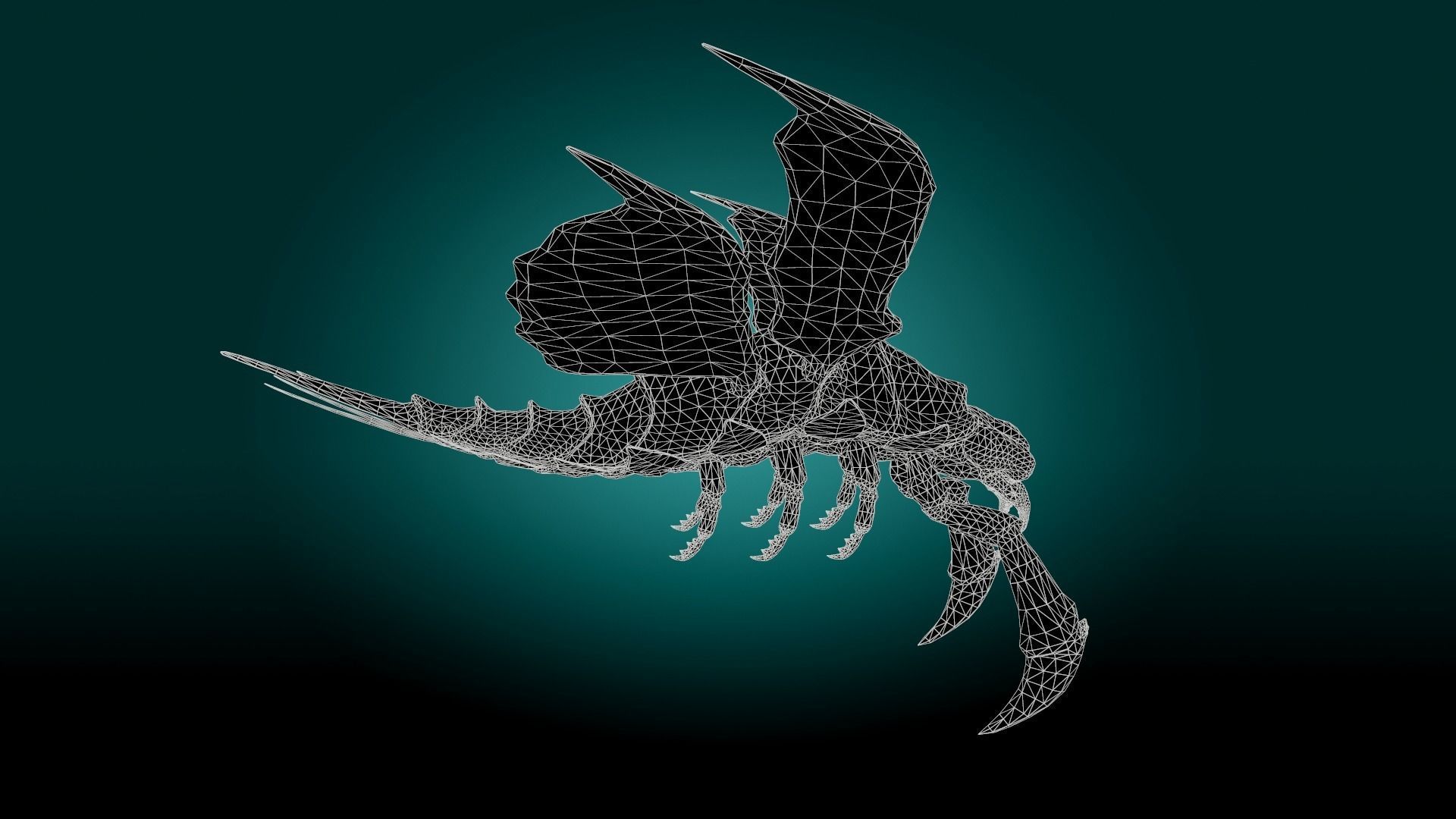 3D model Flying Shrimp Monster V2 VR / AR / low-poly rigged animated ...