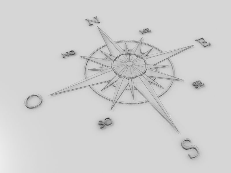 Compass Rose in 3 languages 3D model | CGTrader