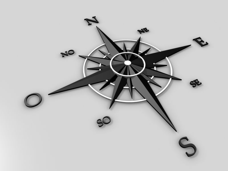 Compass Rose in 3 languages 3D model | CGTrader