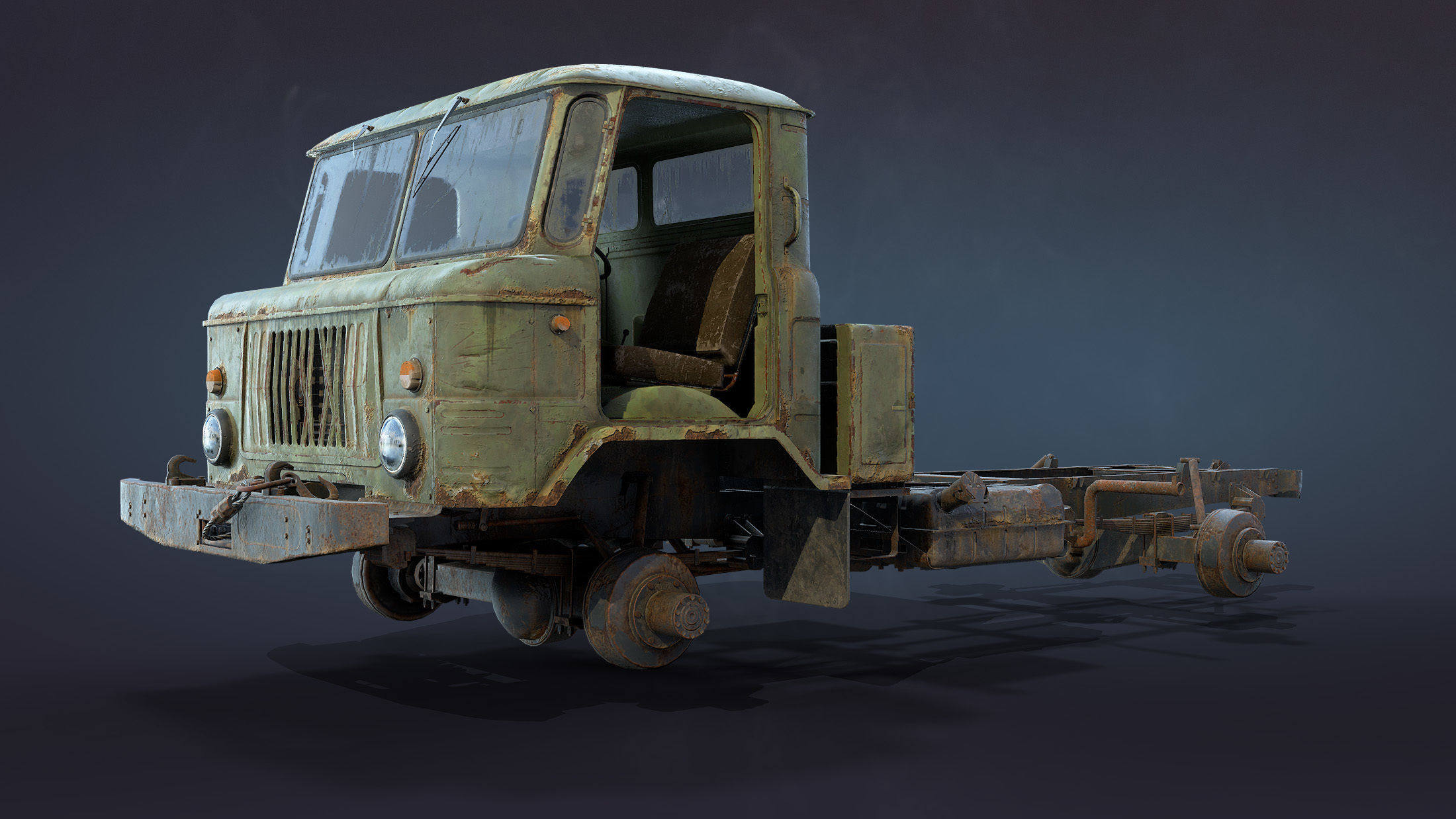3D model GAZ-66 Flatbed Rusty VR / AR / low-poly | CGTrader