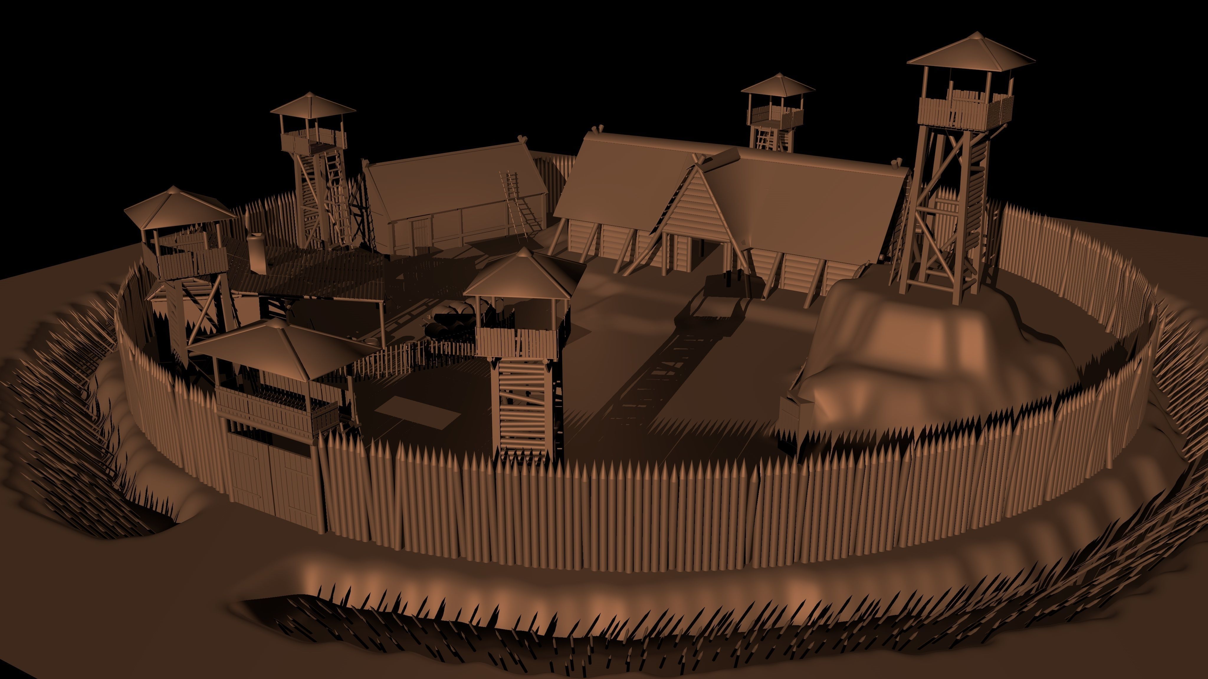 Fortress vikings 3D model rigged | CGTrader