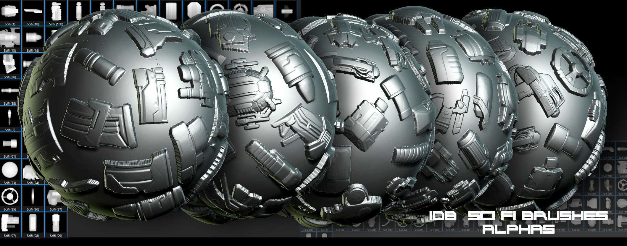 108 SCI fi brushes Alphas Texture | CGTrader