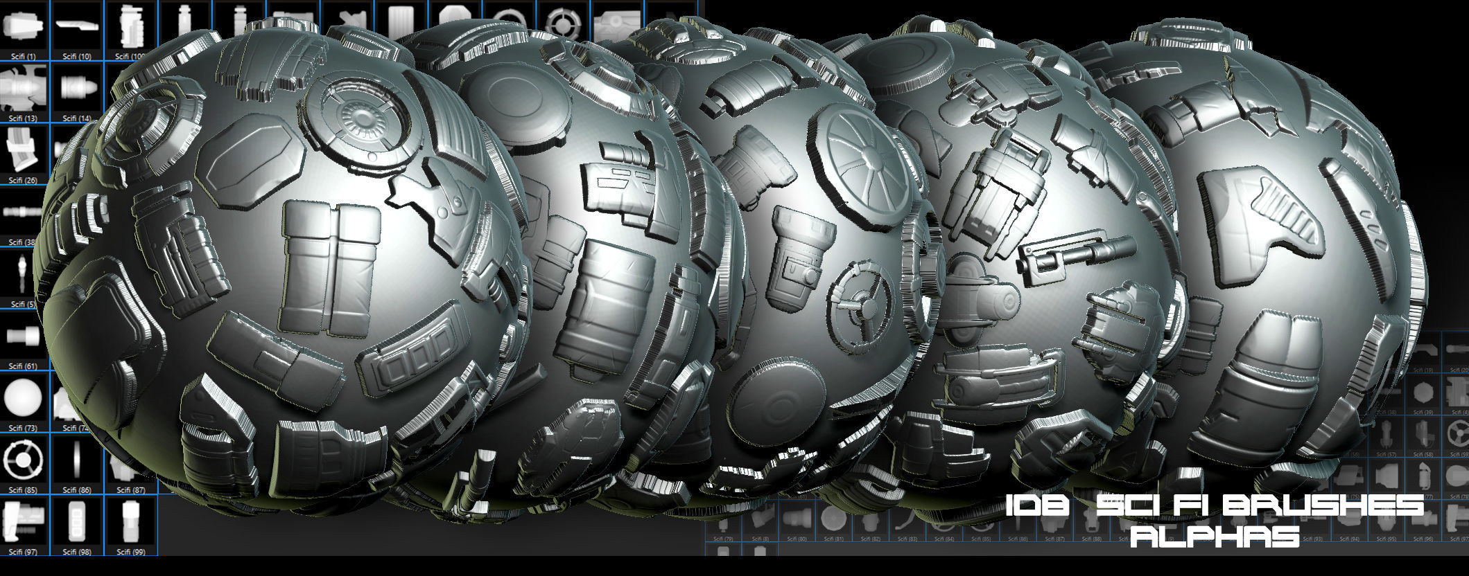 108 SCI fi brushes Alphas Texture | CGTrader