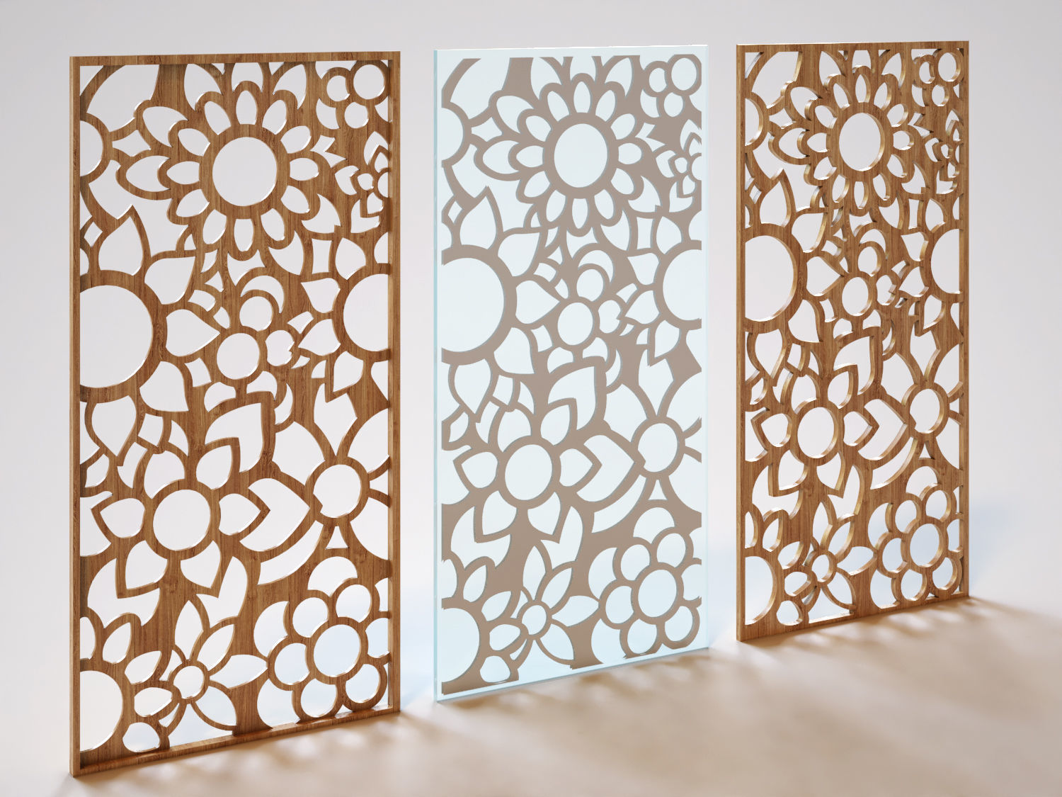 Partition three laser cut panels 3D model | CGTrader