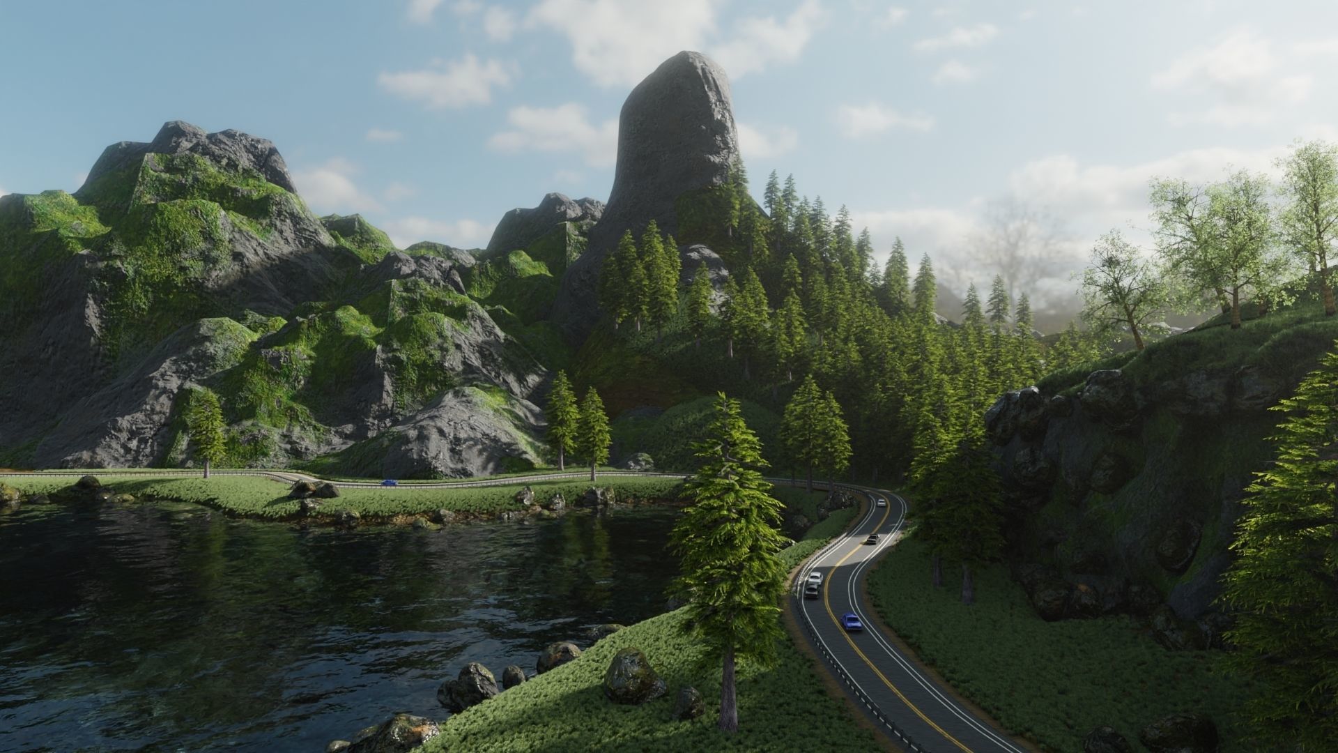 Highway Scene 3D model | CGTrader