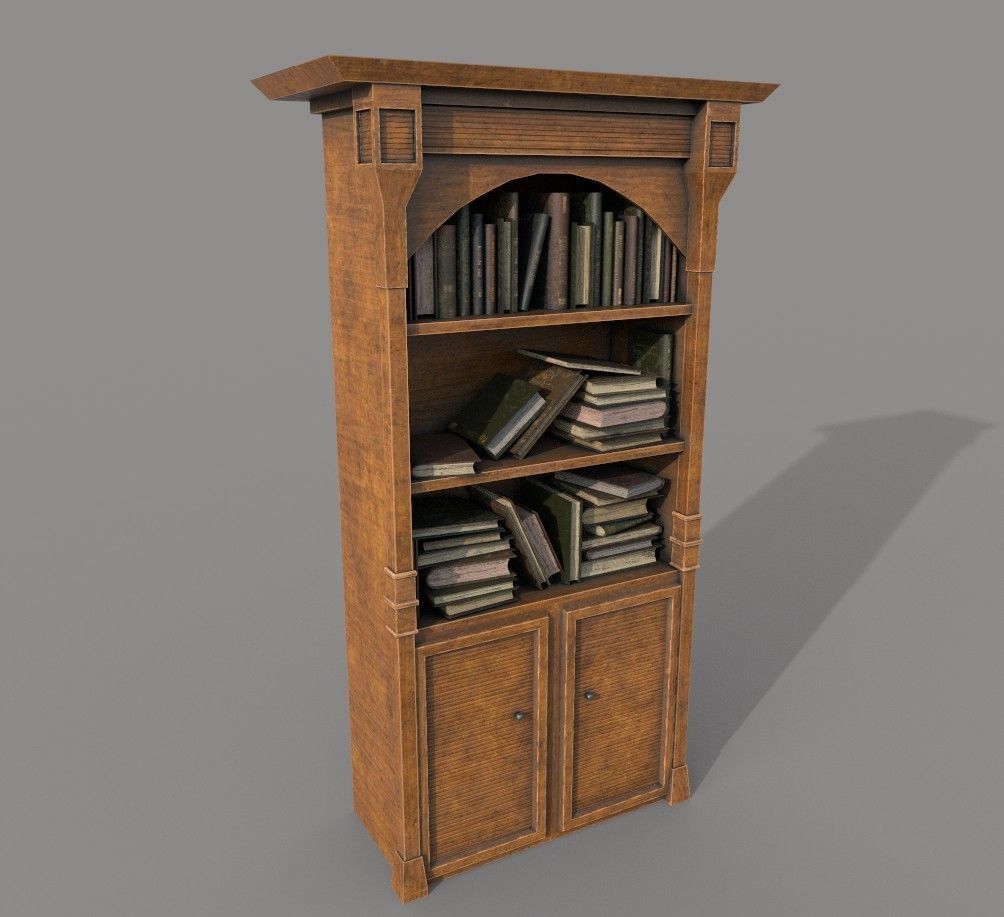 3D model Medieval Bookshelf PBR Library VR / AR / low-poly | CGTrader