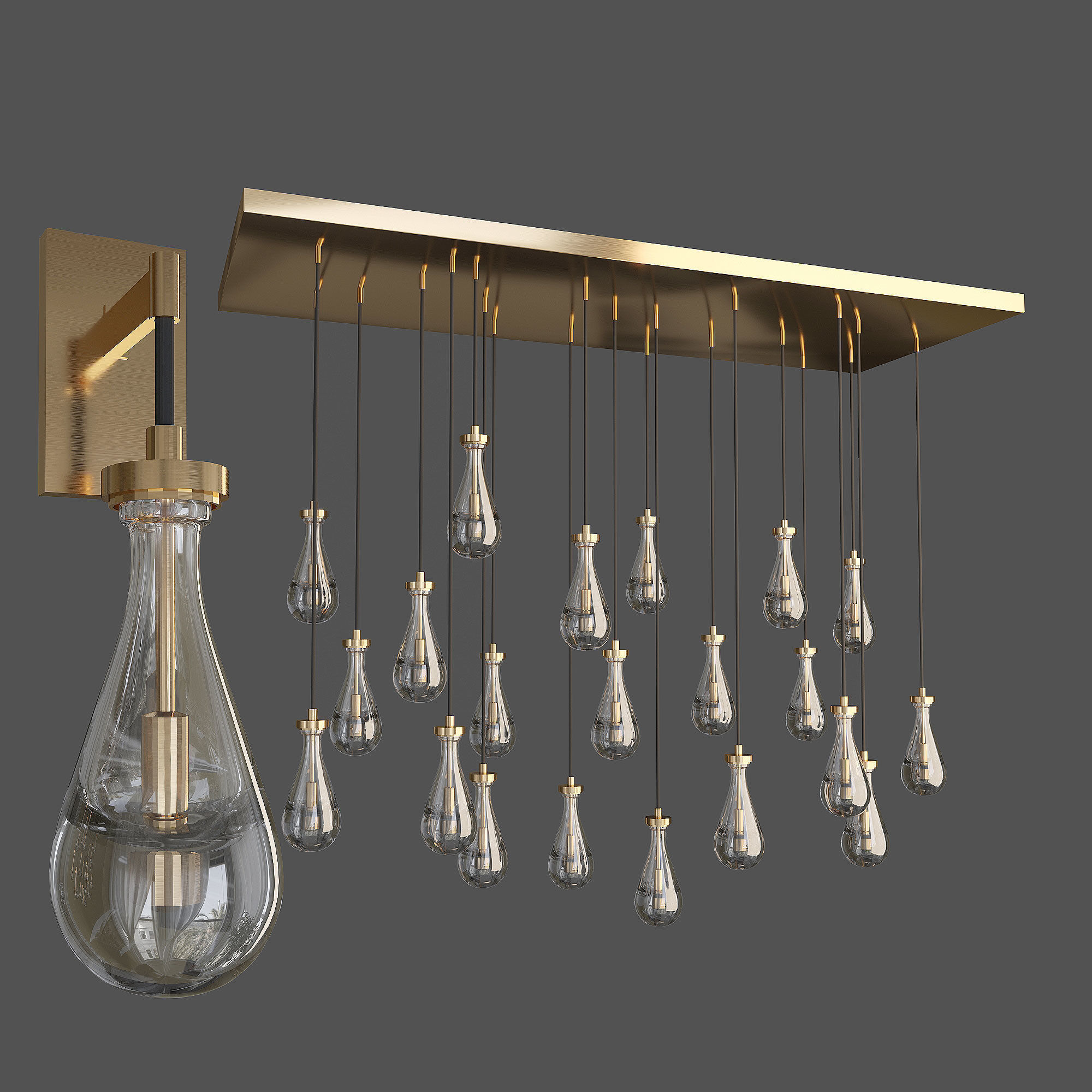 RH Rain Chandelier 3D model | CGTrader