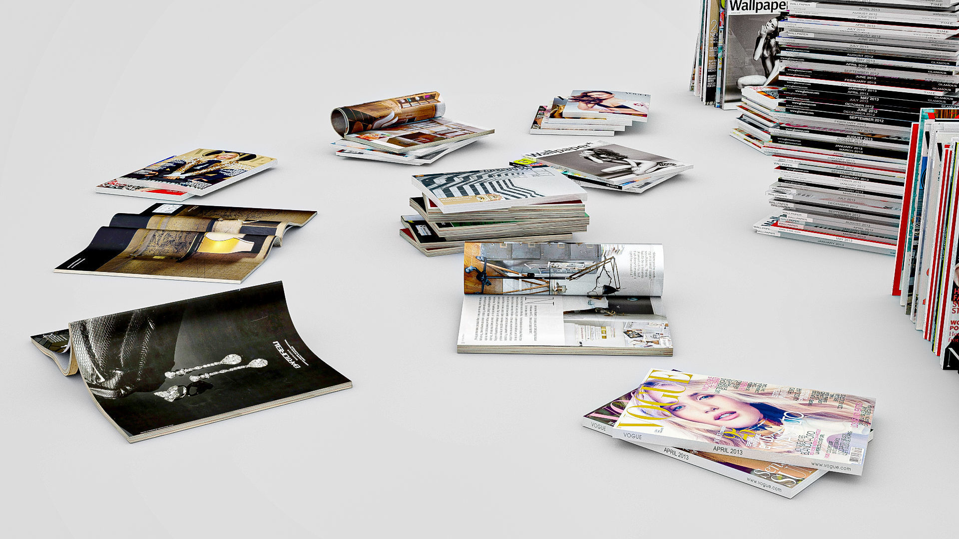 3D model Magazines Set Collection 4K PBR for realistic interiors VR ...