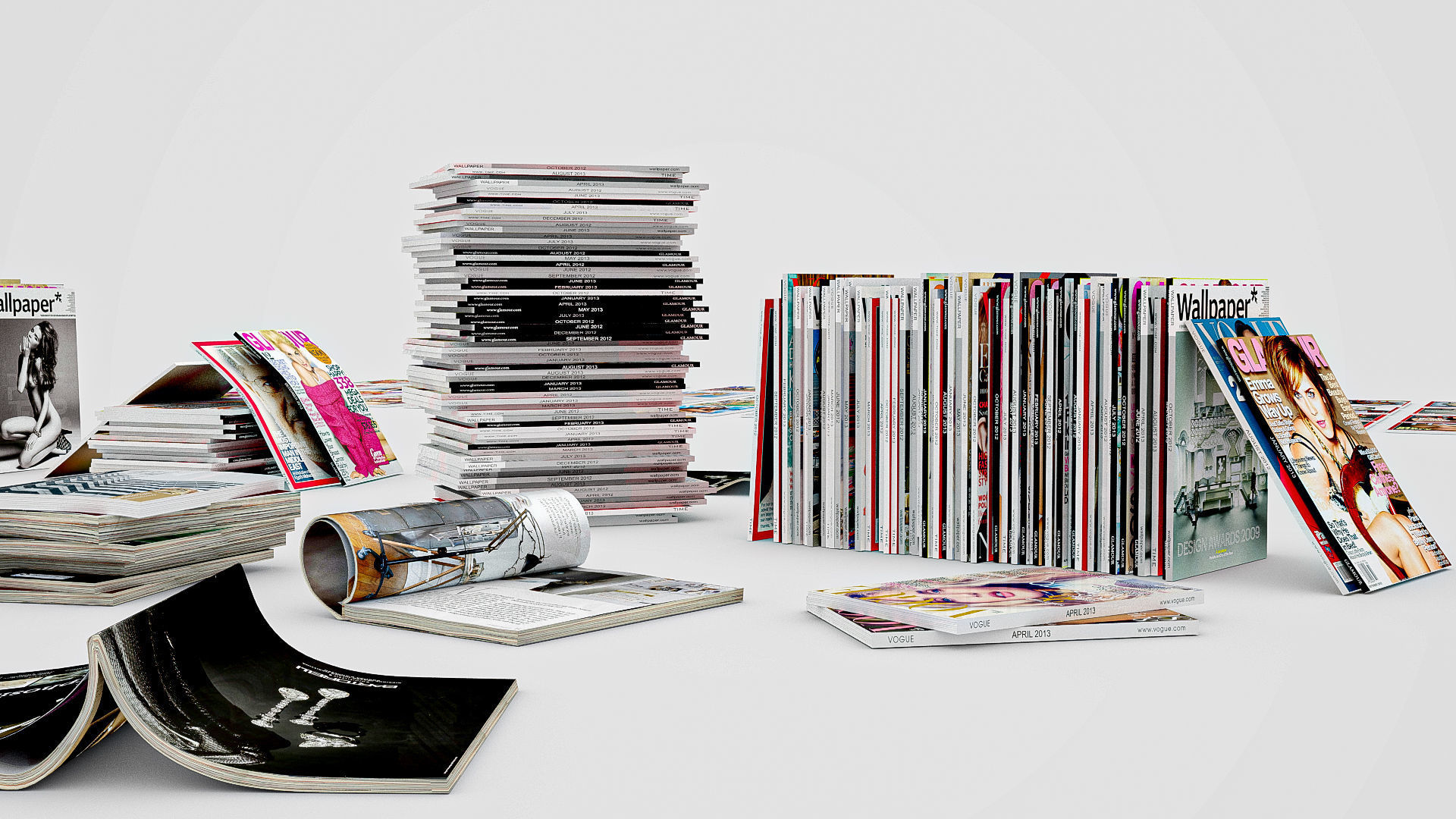 3D model Magazines Set Collection 4K PBR for realistic interiors VR ...