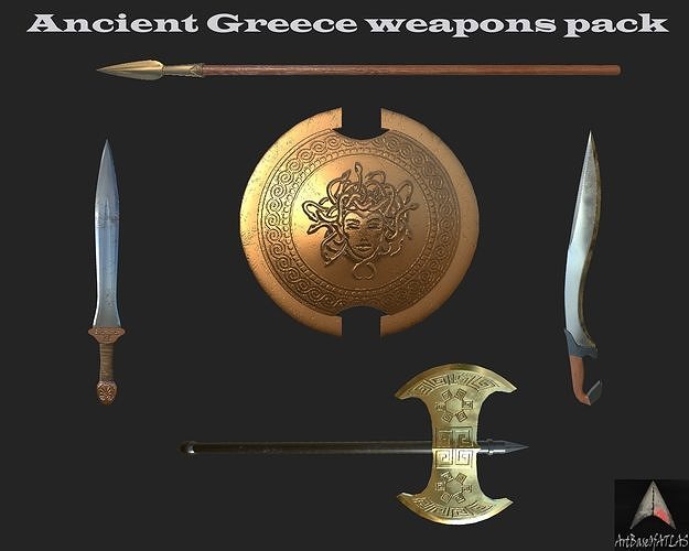 3D model Ancient Greece weapons pack by ArtBaseOfATLAS VR / AR / low ...