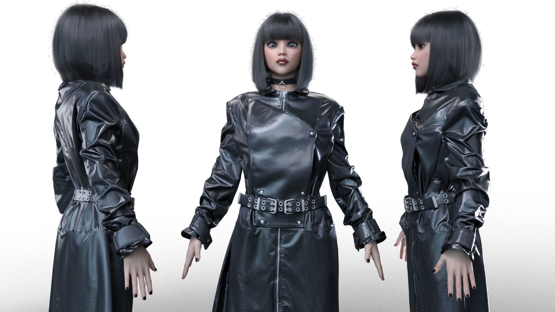 CATANZARO Belted Fetish Coat 3D model | CGTrader