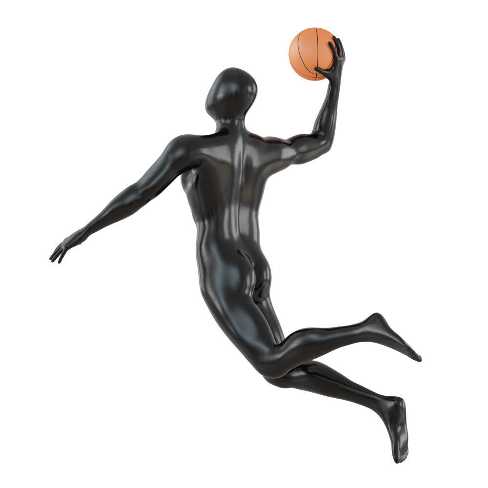 Black mannequin jumping with a basketball 163 3D model | CGTrader
