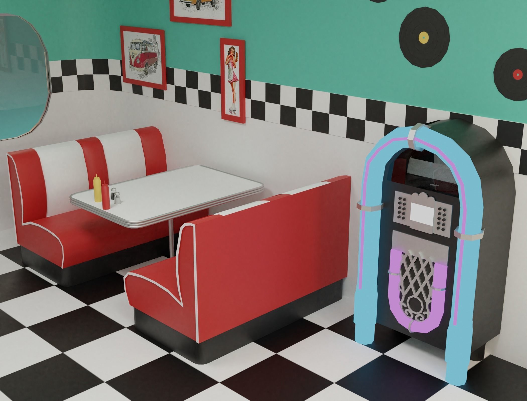 3D model American diner - Full version VR / AR / low-poly | CGTrader
