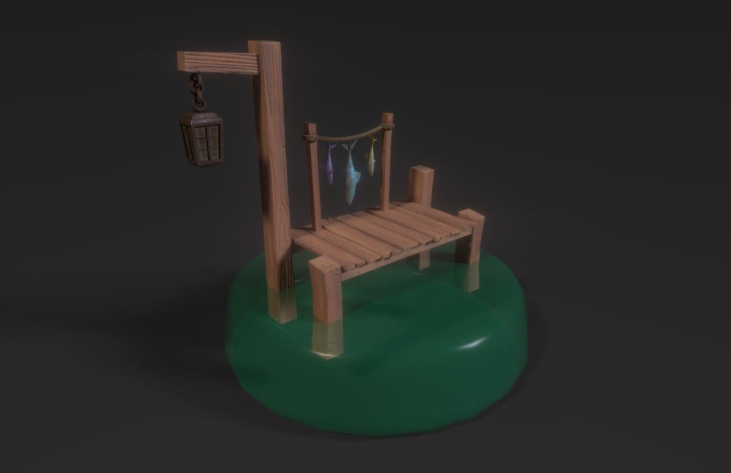 3D model Simplistic low-poly stylized hand-painted pier VR / AR / low ...