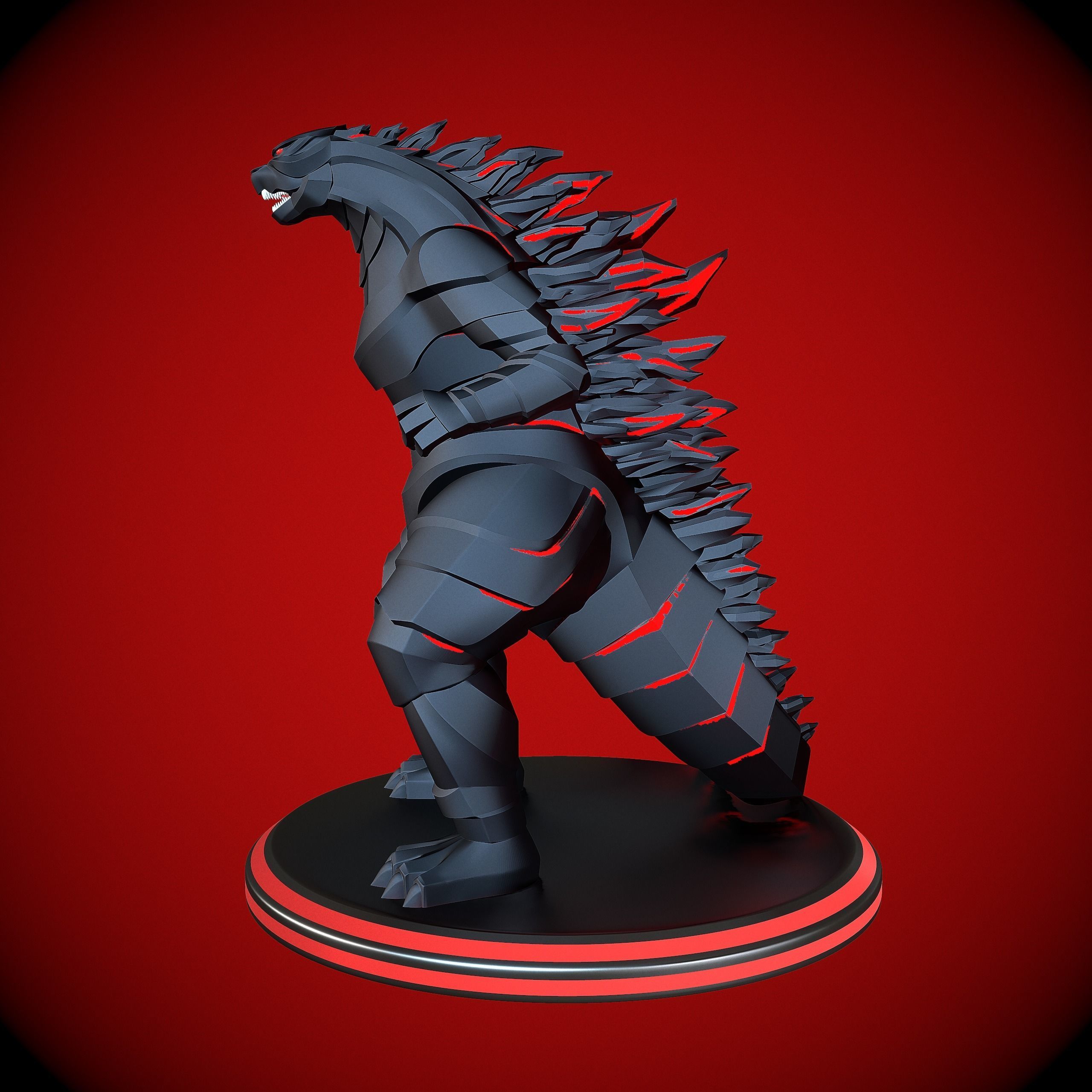 Godzilla Sculpture digital STL-files 3D model 3D printable | CGTrader