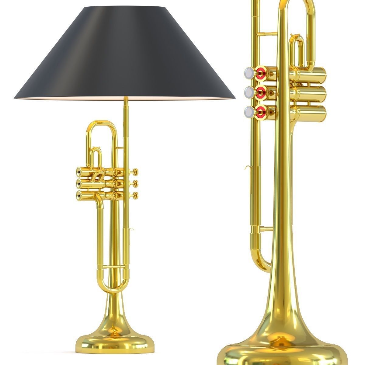Table Lamp Trumpet Jazz Gold 3D model | CGTrader