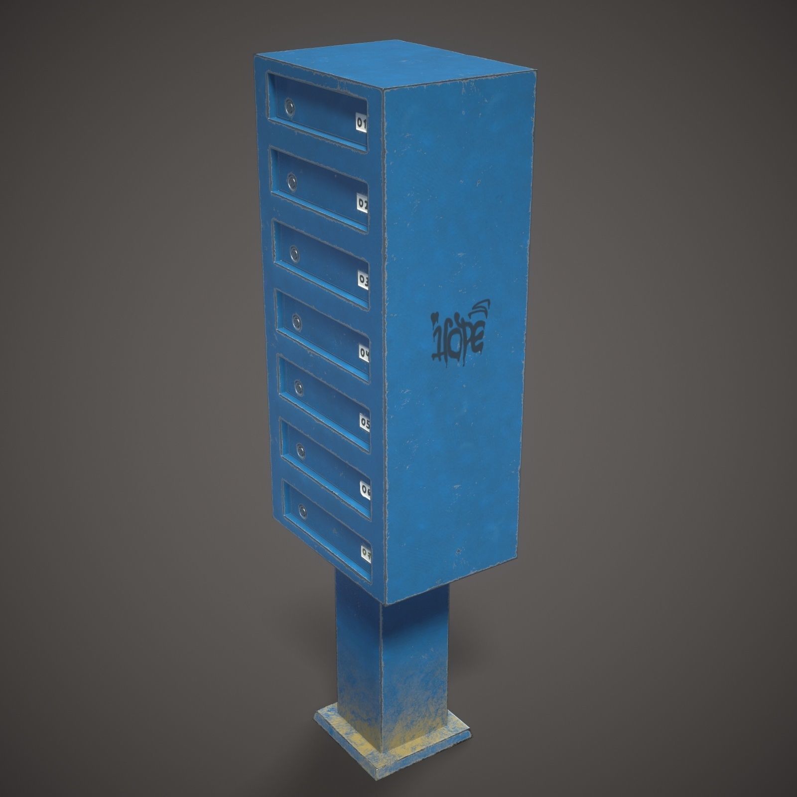 3D model Mailbox with four drawers VR / AR / low-poly | CGTrader