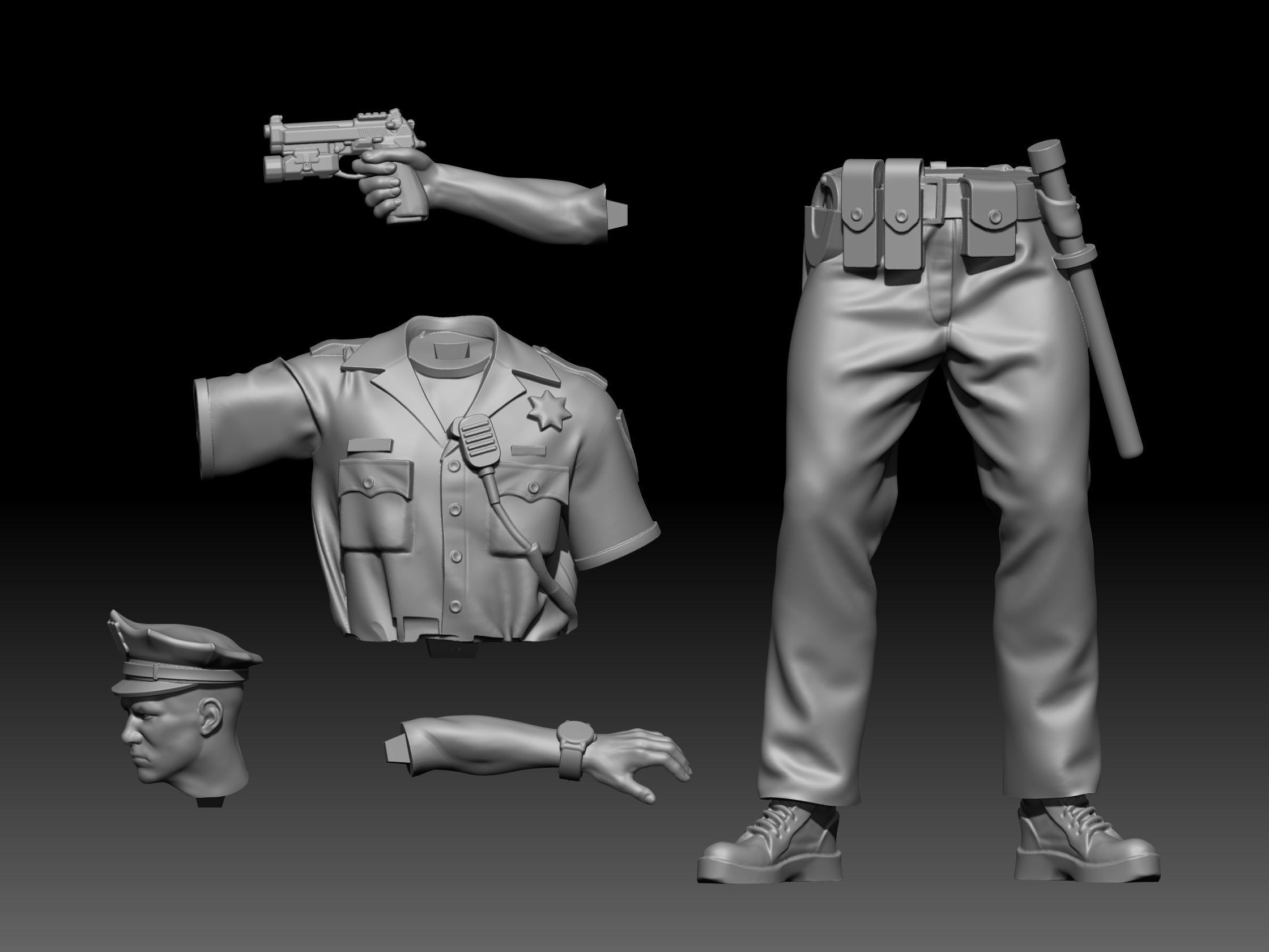 Policeman 75mm 120mm 3D model 3D printable | CGTrader