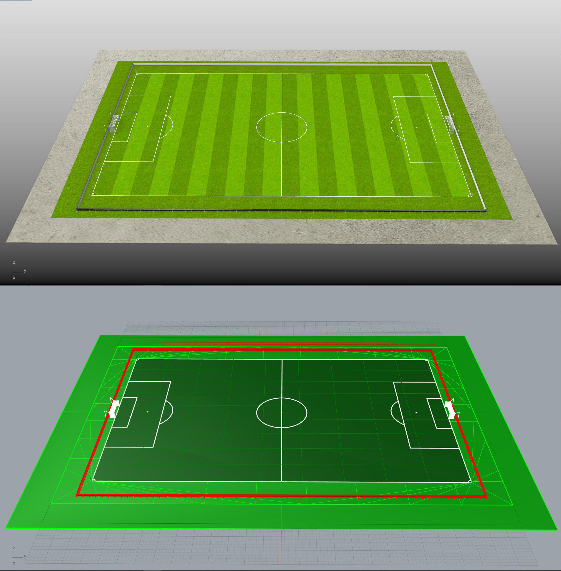 3D model Football-Soccer Field FIFA dimensions VR / AR / low-poly ...