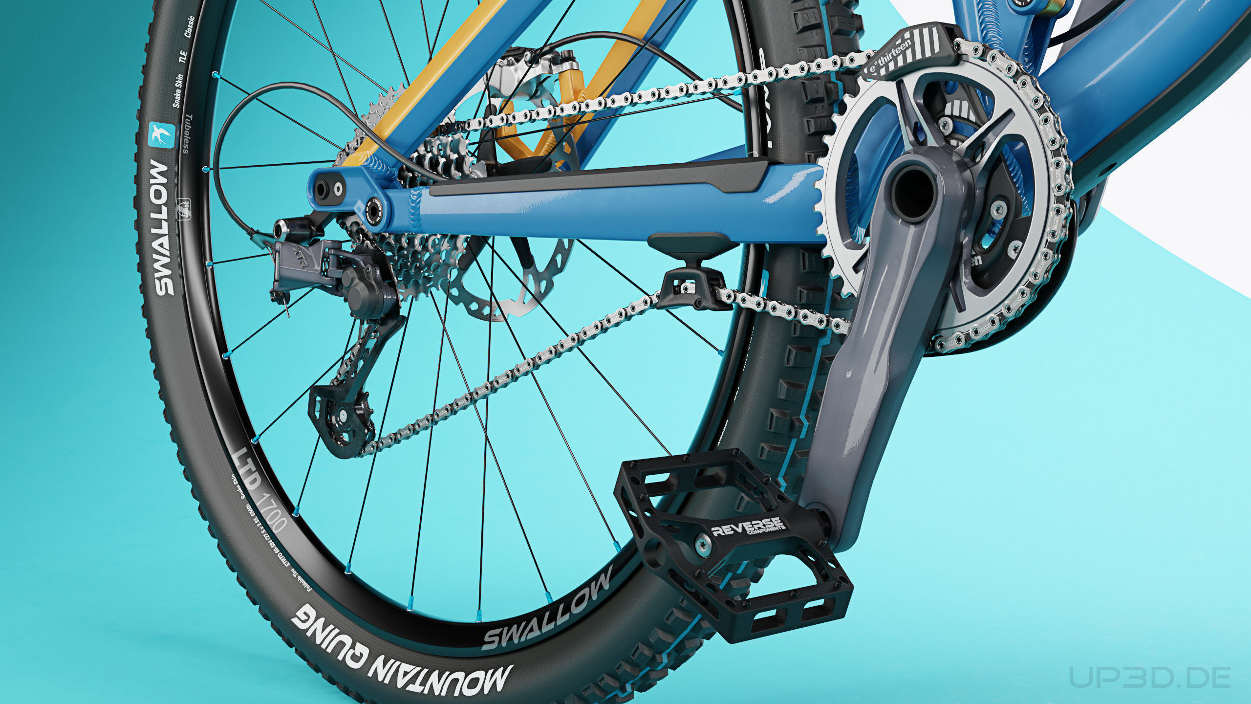 Full Suspension Mountainbike Fully MTB 3D model rigged | CGTrader