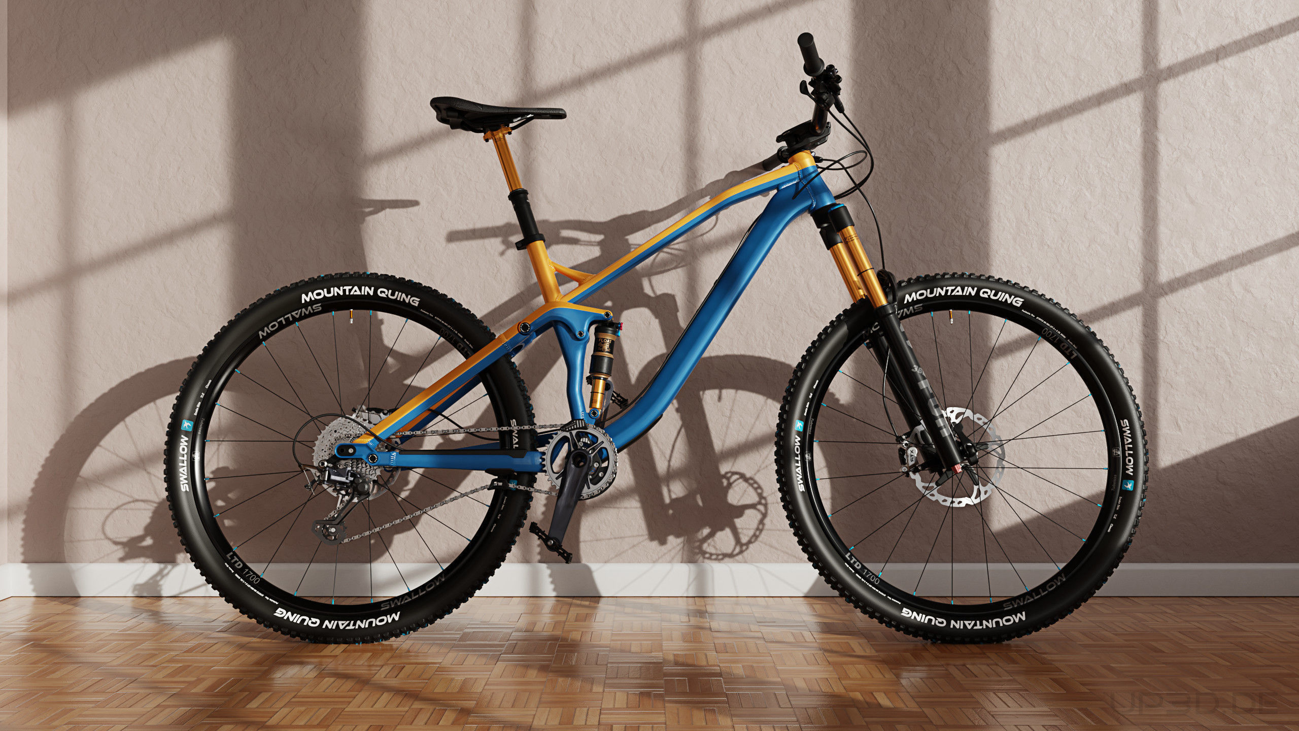 Full Suspension Mountainbike Fully MTB 3D model rigged | CGTrader