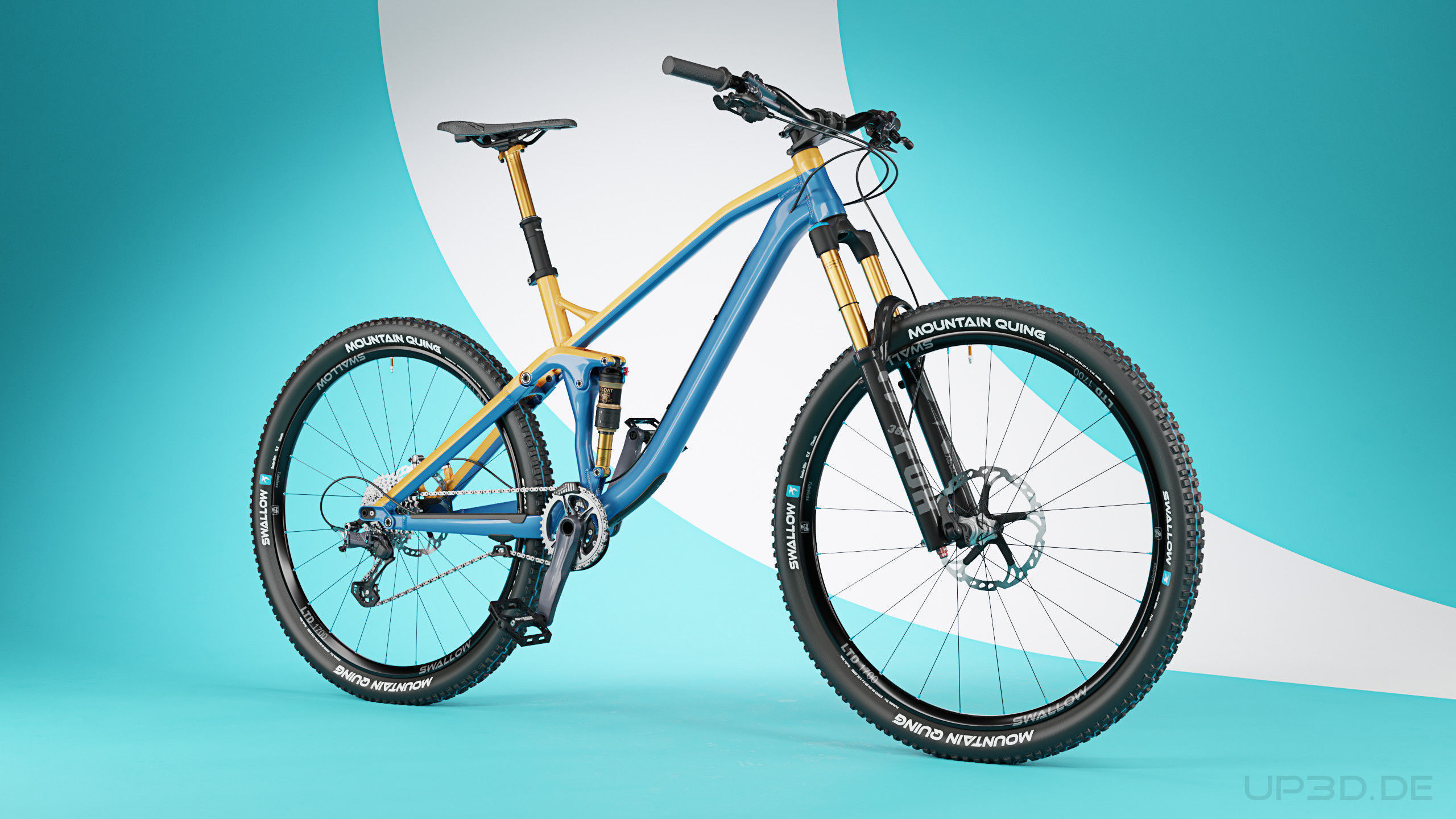 Full Suspension Mountainbike Fully MTB 3D model rigged | CGTrader