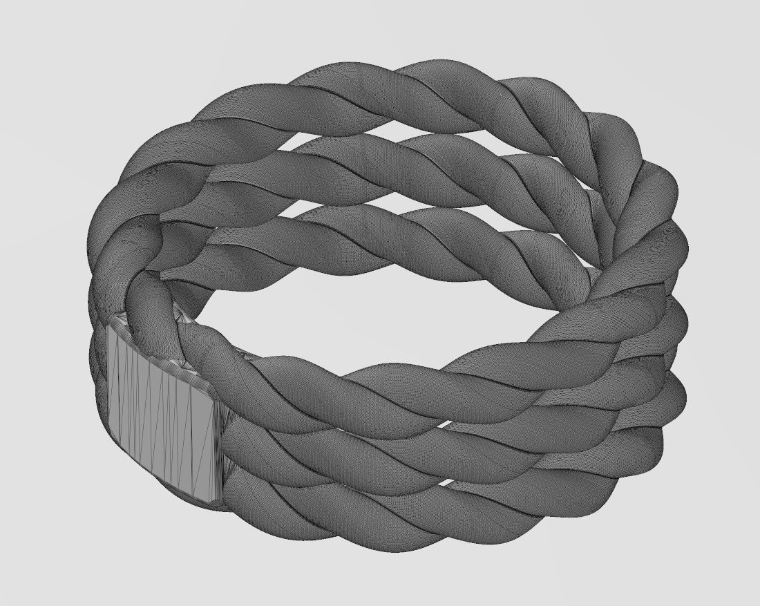 Triple tilted twisted wire band US sizes 4to11 3D model 3D printable ...