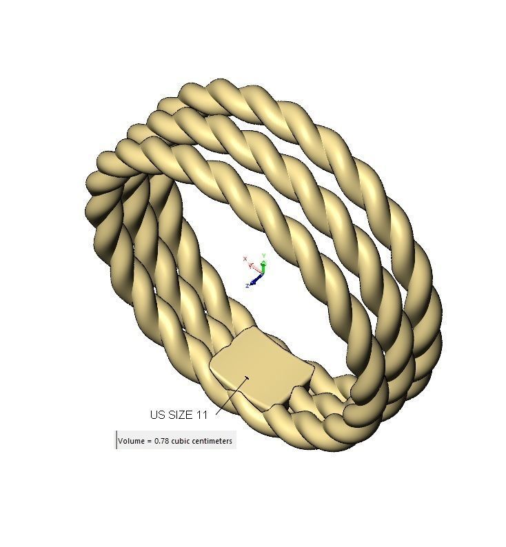 Triple tilted twisted wire band US sizes 4to11 3D model 3D printable ...