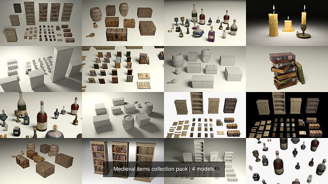 Medieval items collection pack VR / AR / low-poly | CGTrader