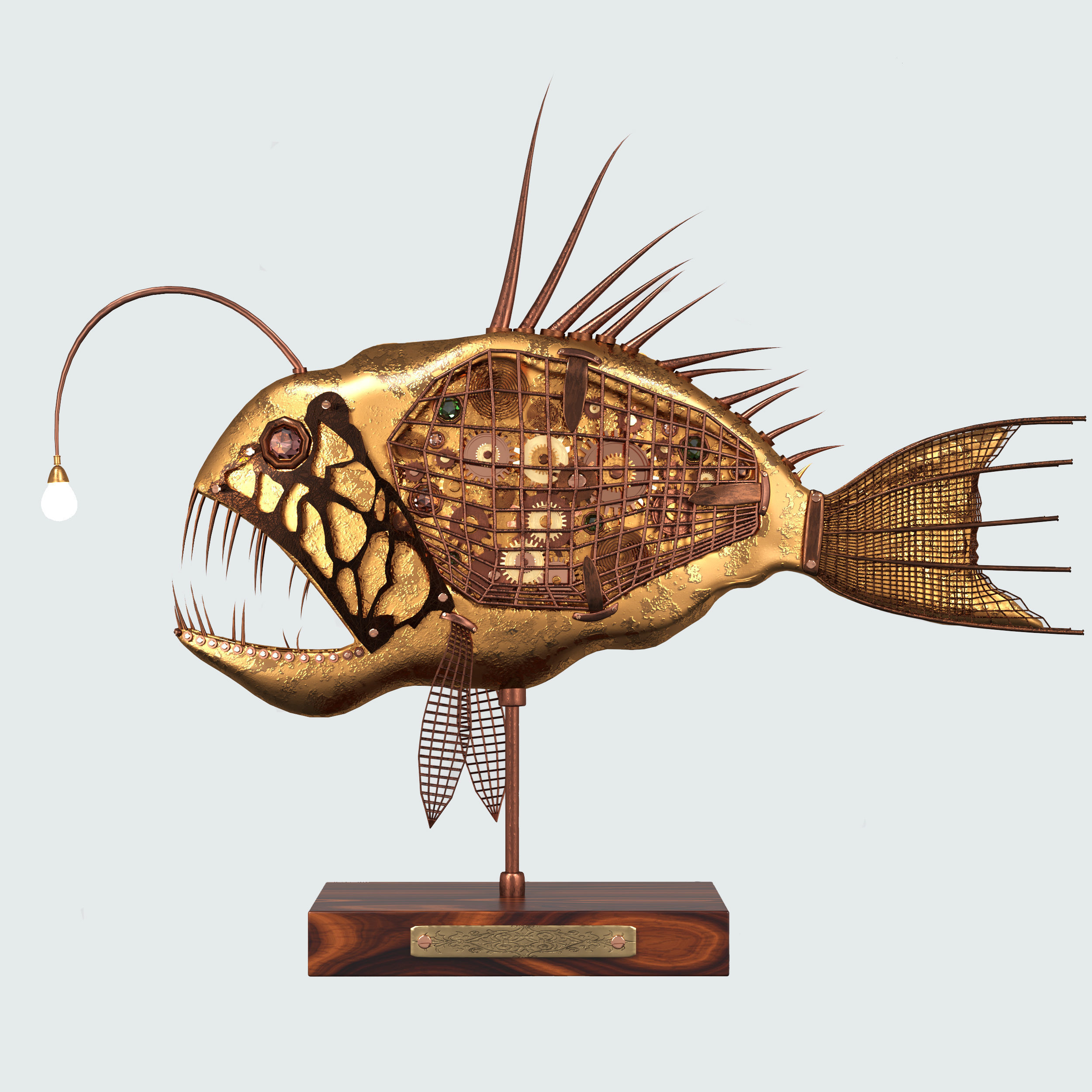 Sculpture Angler fish sea devil steampunk style Interior Decor 3D model ...