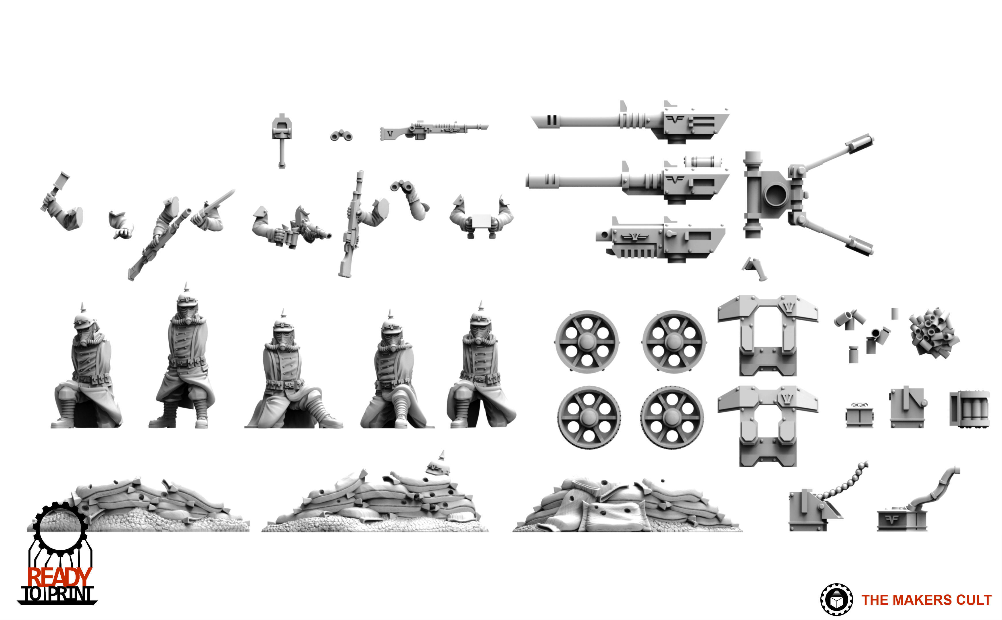 Valour Korps - Heavy Weapon Teams Set 1 3D model 3D printable | CGTrader