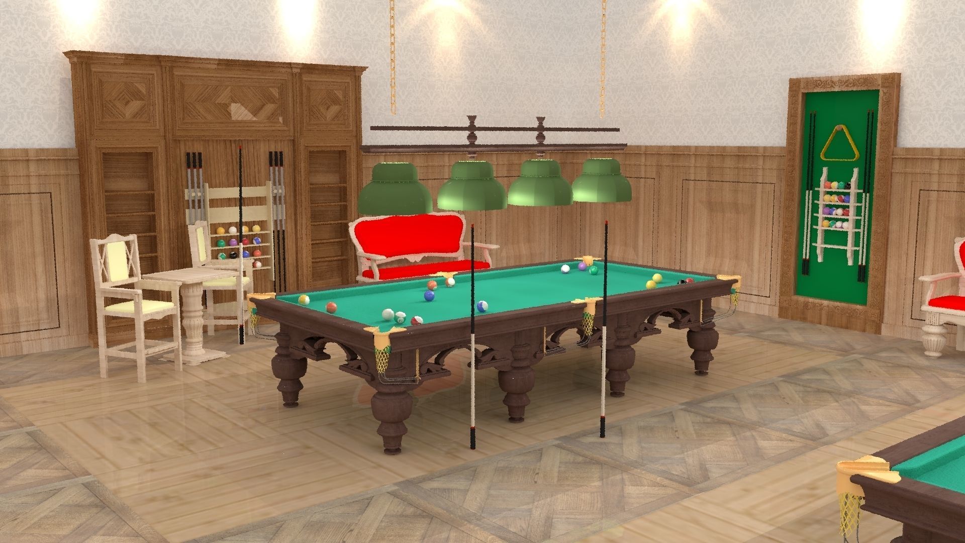 Billiard hall 3D model | CGTrader