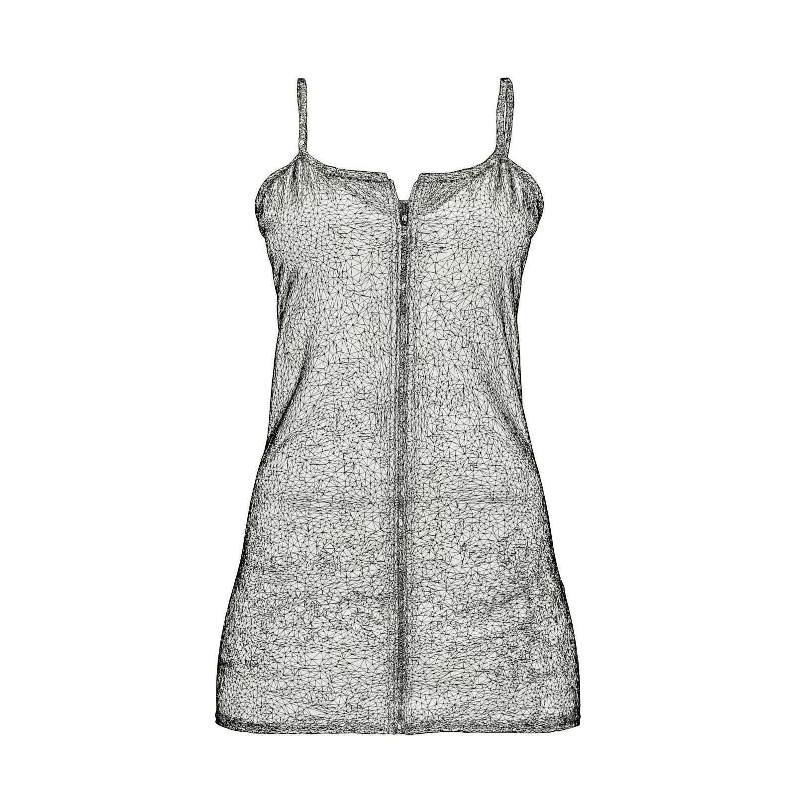 Front Zipper Metallic Dress 3D model | CGTrader