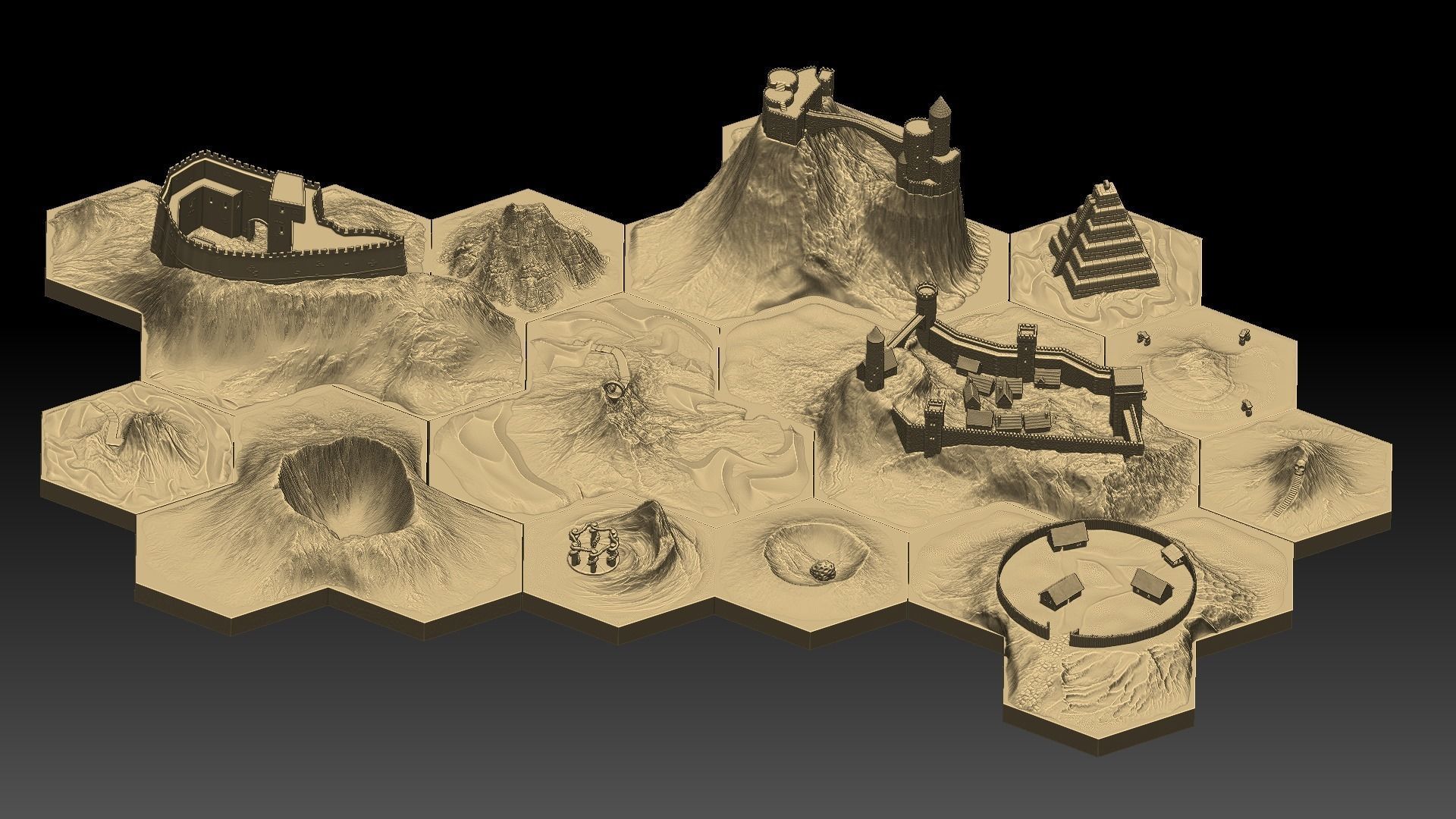 Hexagonal map 3D | CGTrader