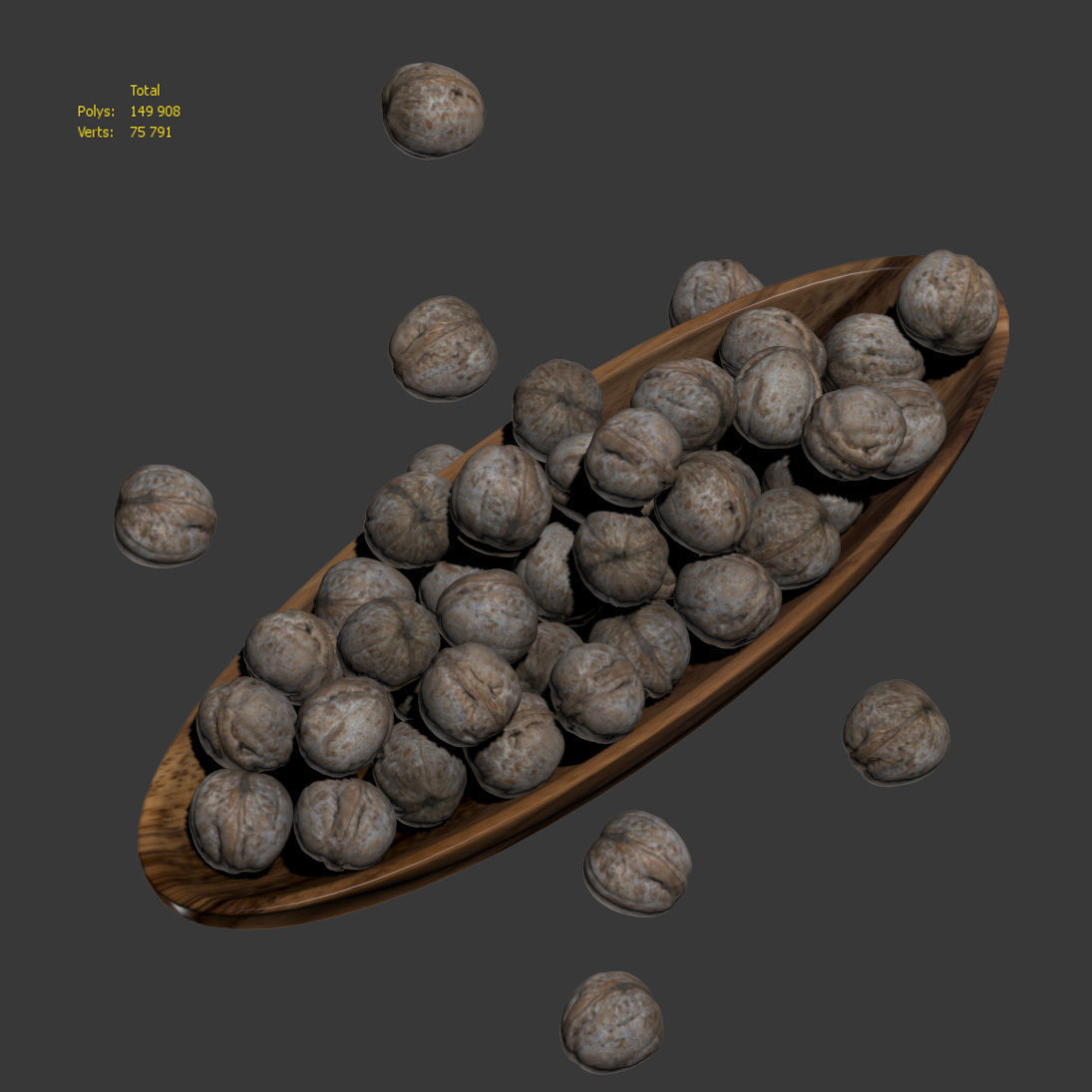 3D model Walnut v2 in a wooden nut bowl VR / AR / low-poly | CGTrader