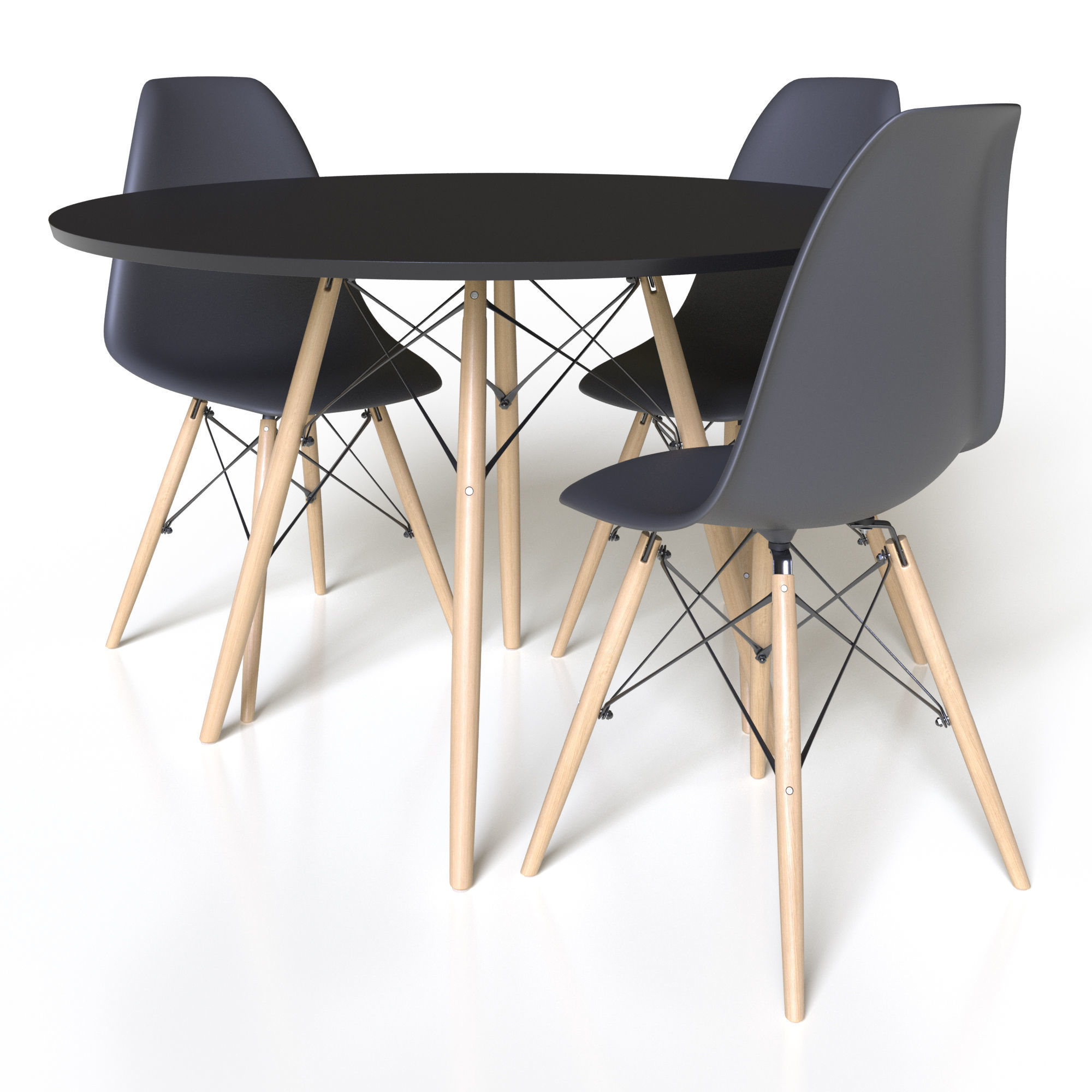 Plastic Chair and Table Charles Eames Eiffel 3D model | CGTrader