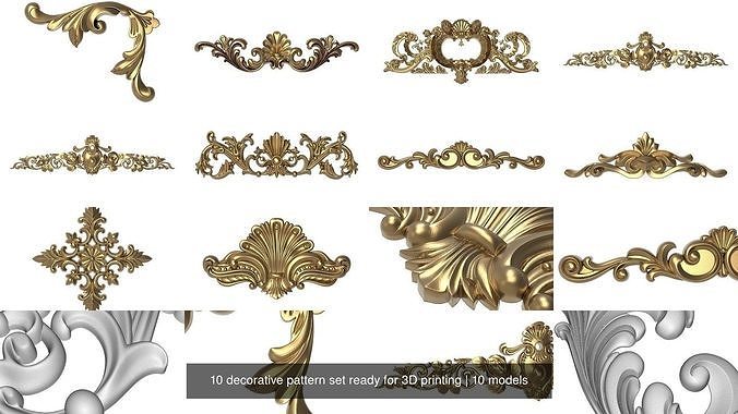 10 decorative pattern set ready for 3D printing 3D Model Collection ...