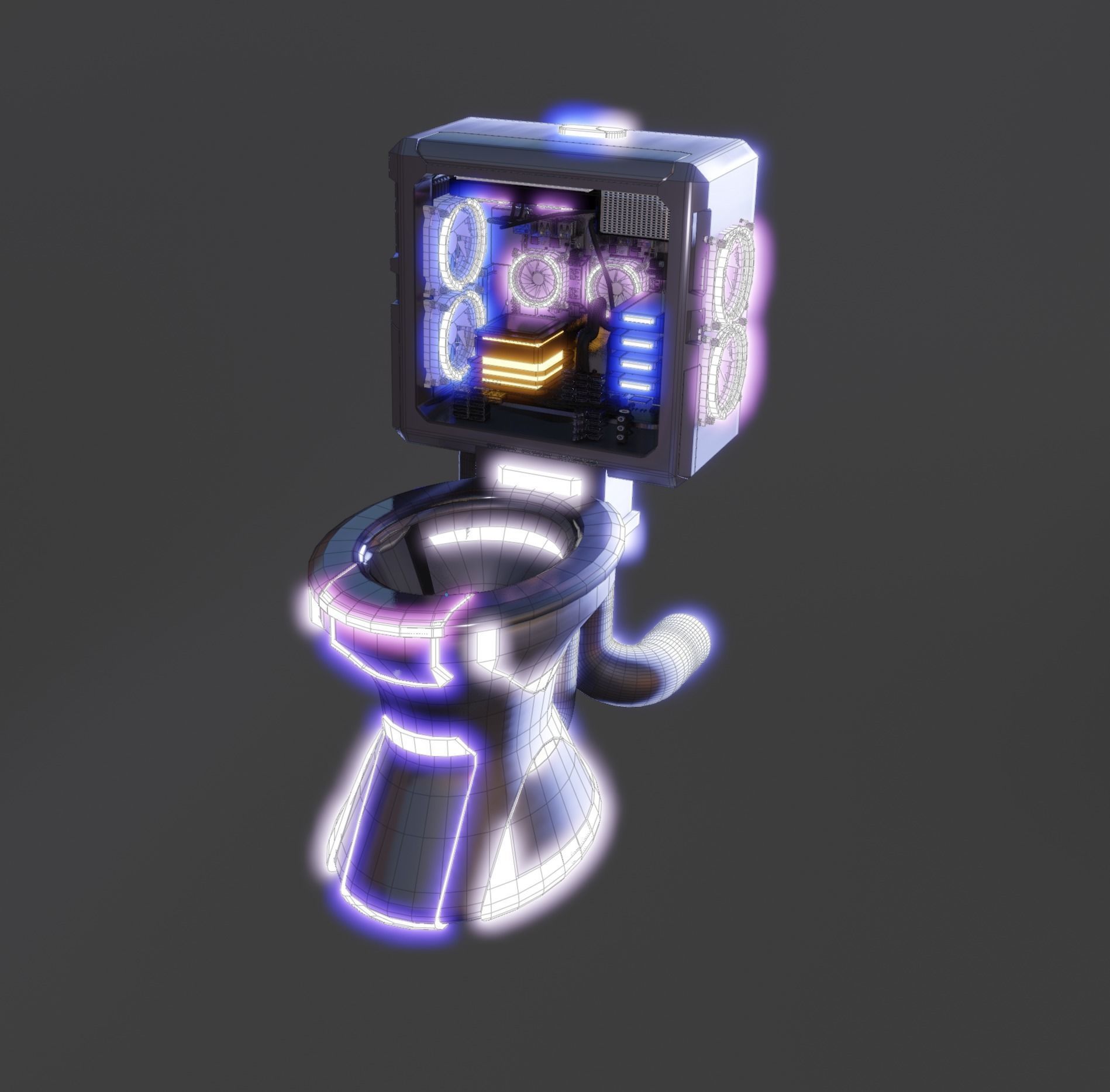 Cyberpunk Toilet Gaming PC Design 3D model | CGTrader