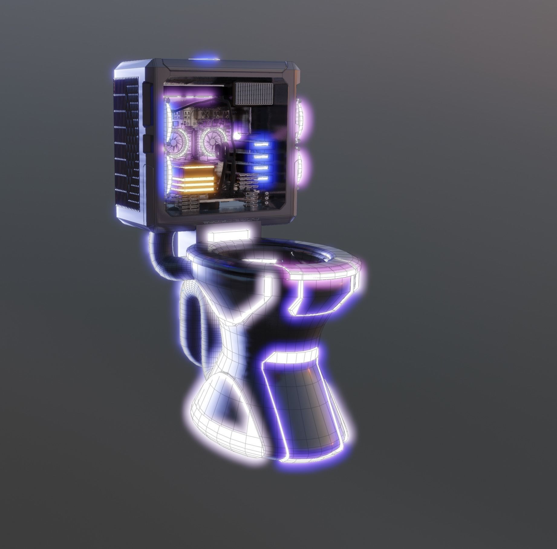 Cyberpunk Toilet Gaming PC Design 3D model | CGTrader