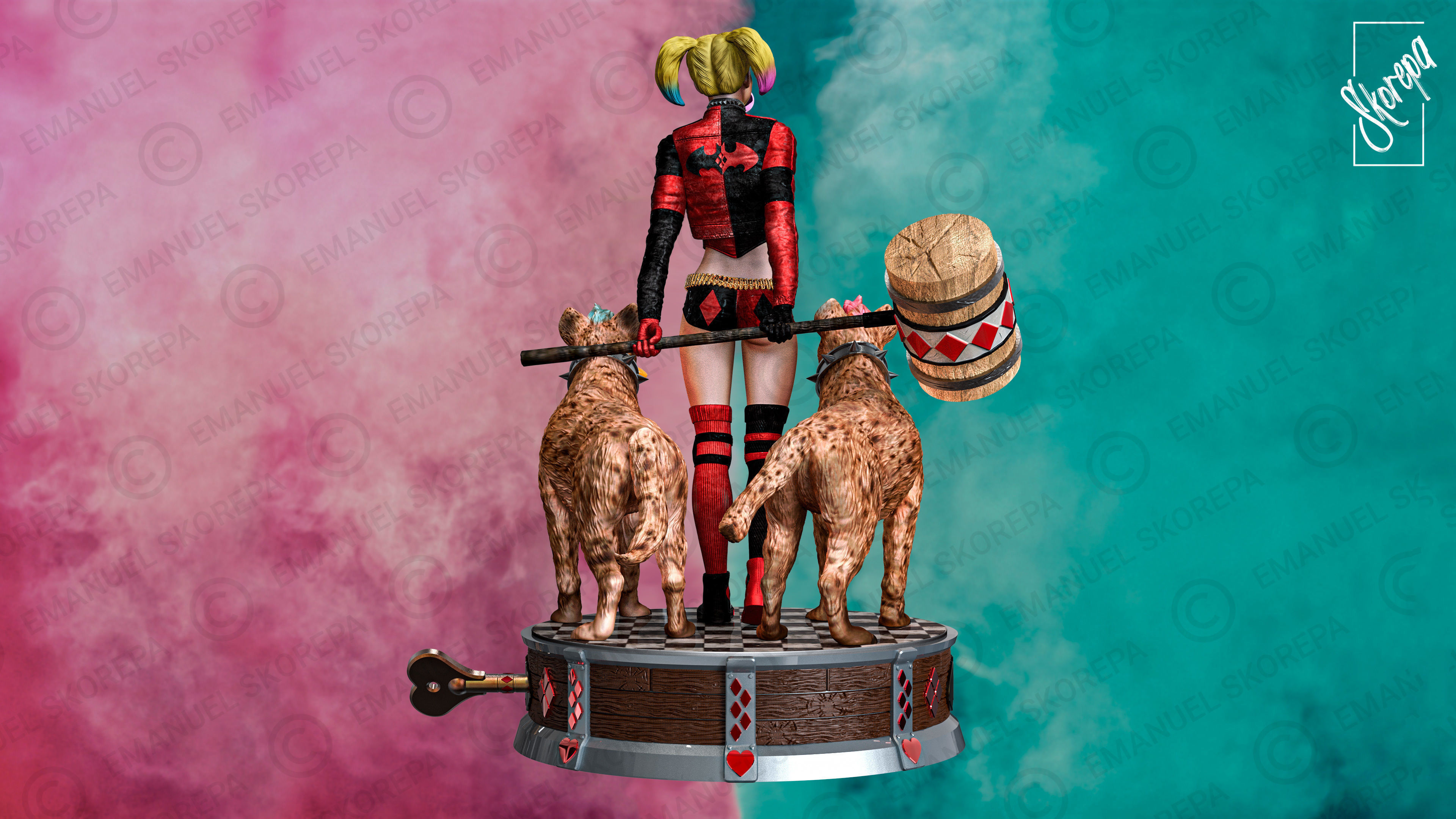 Harley Quinn and Hyenas 3D model 3D printable | CGTrader