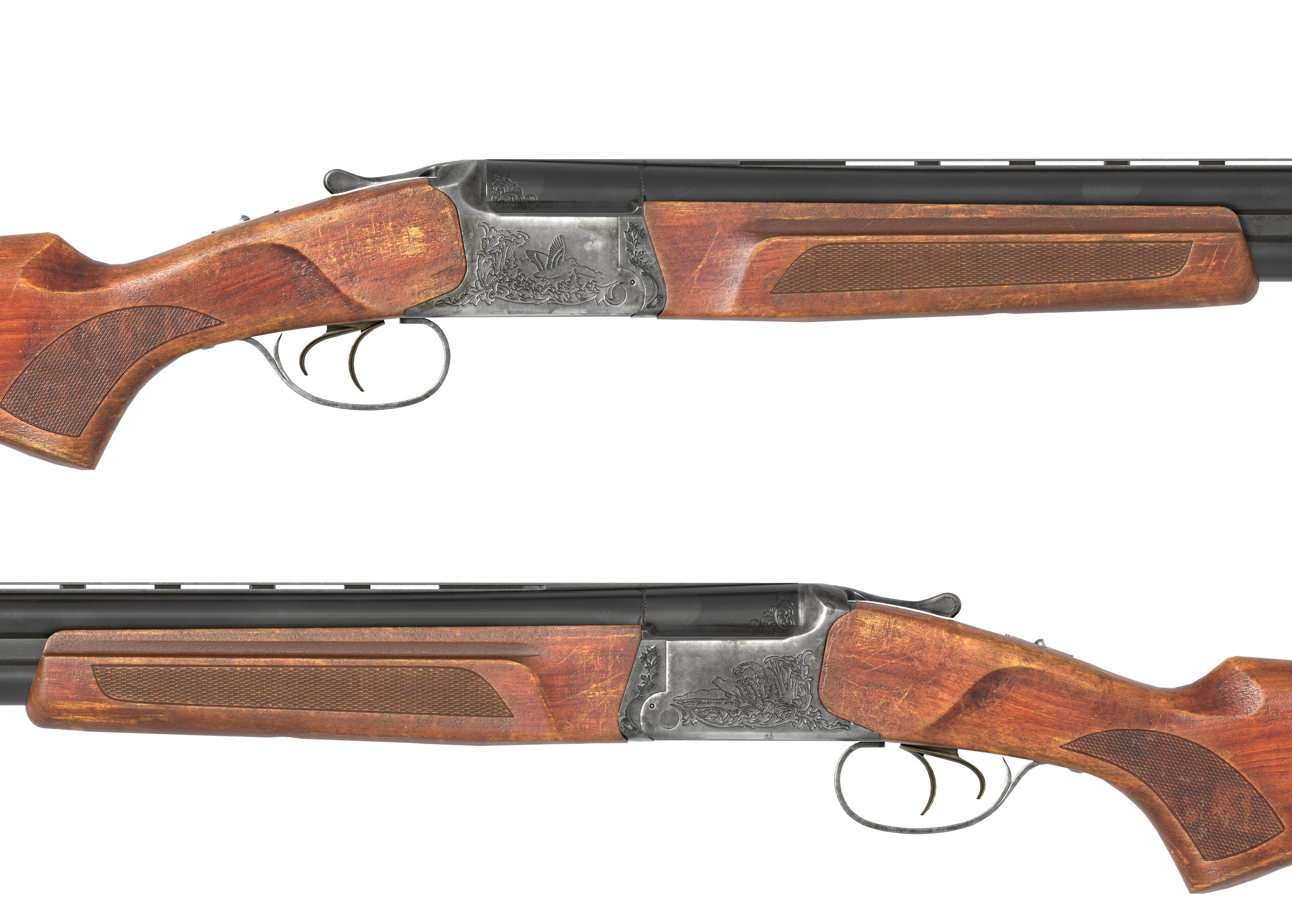 3D model Double-barreled Old Shotgun Izh 12 gauge Game Ready mode VR ...