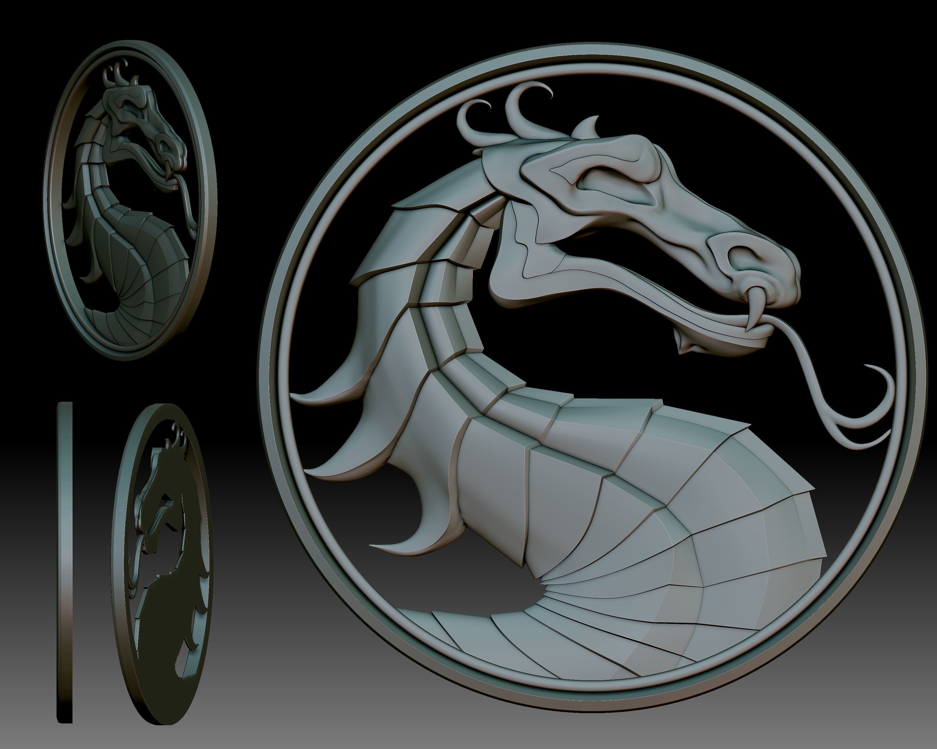Mortal Kombat Sign Logo 3d relief for CNC router free 3D model 3D ...
