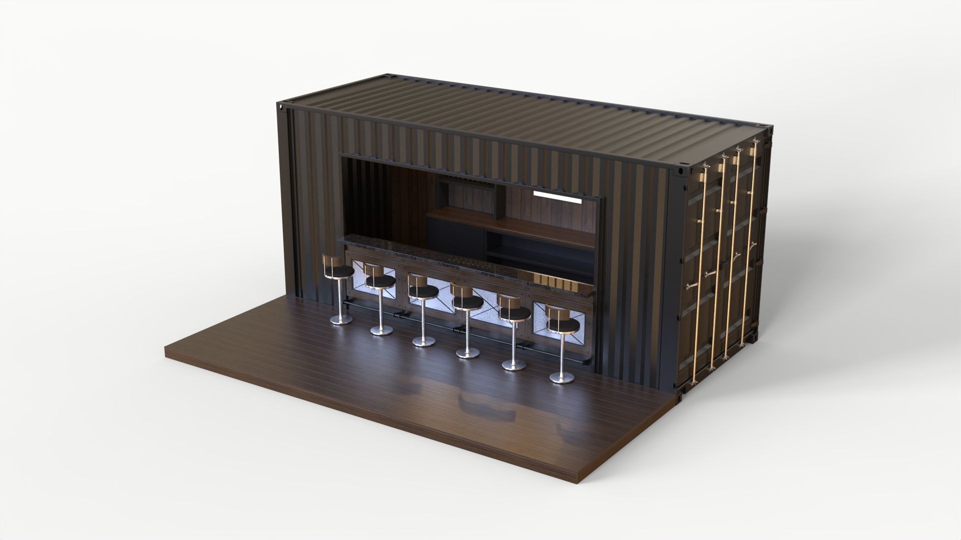 Shipping Container Bar 3D model | CGTrader